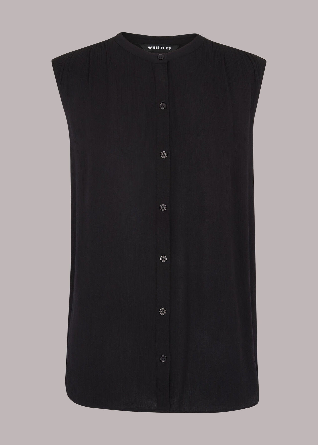 Black Crinkle Button Front Tank Top | WHISTLES | Whistles US