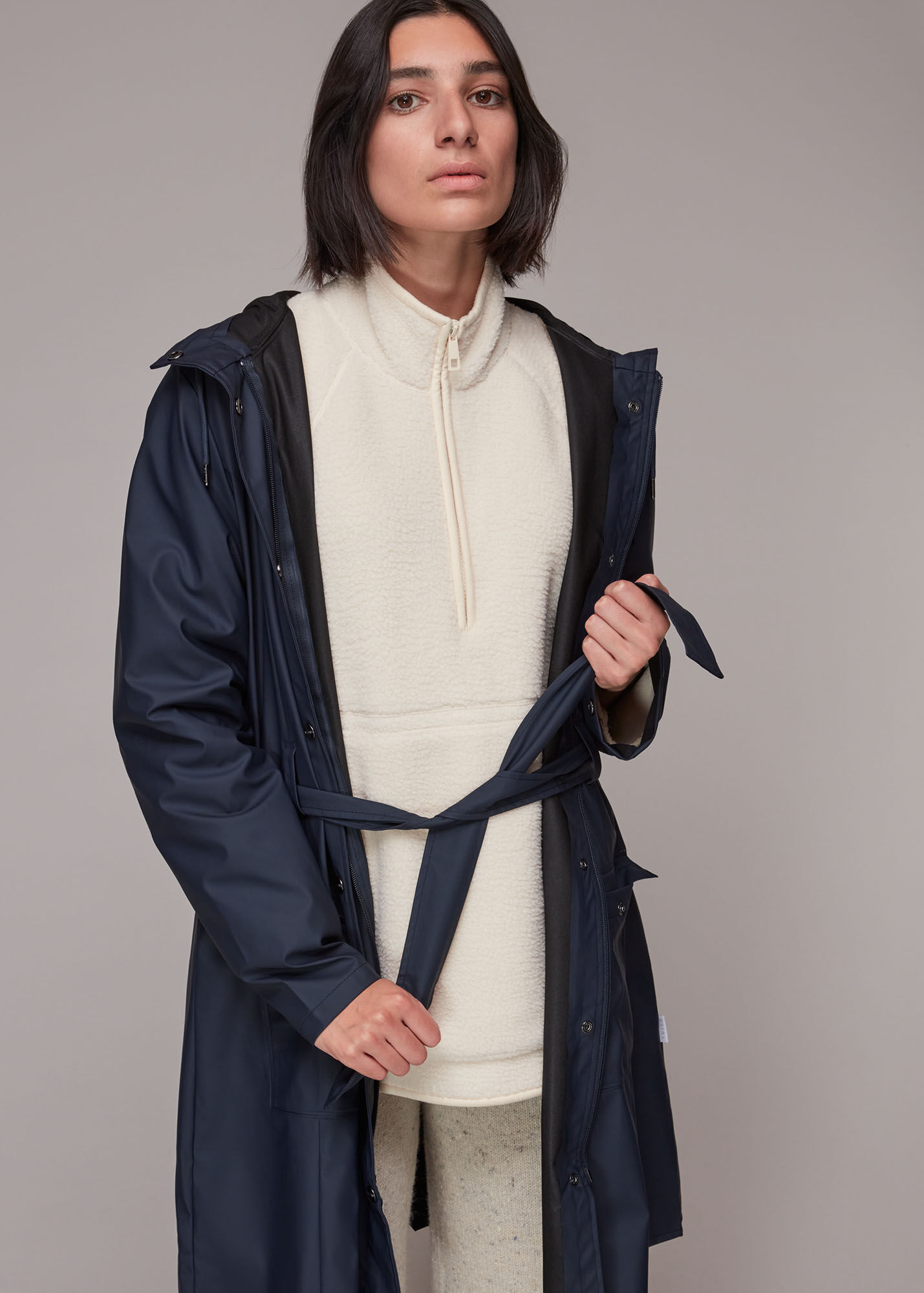 Navy Rains Curve Jacket | WHISTLES | Whistles UK