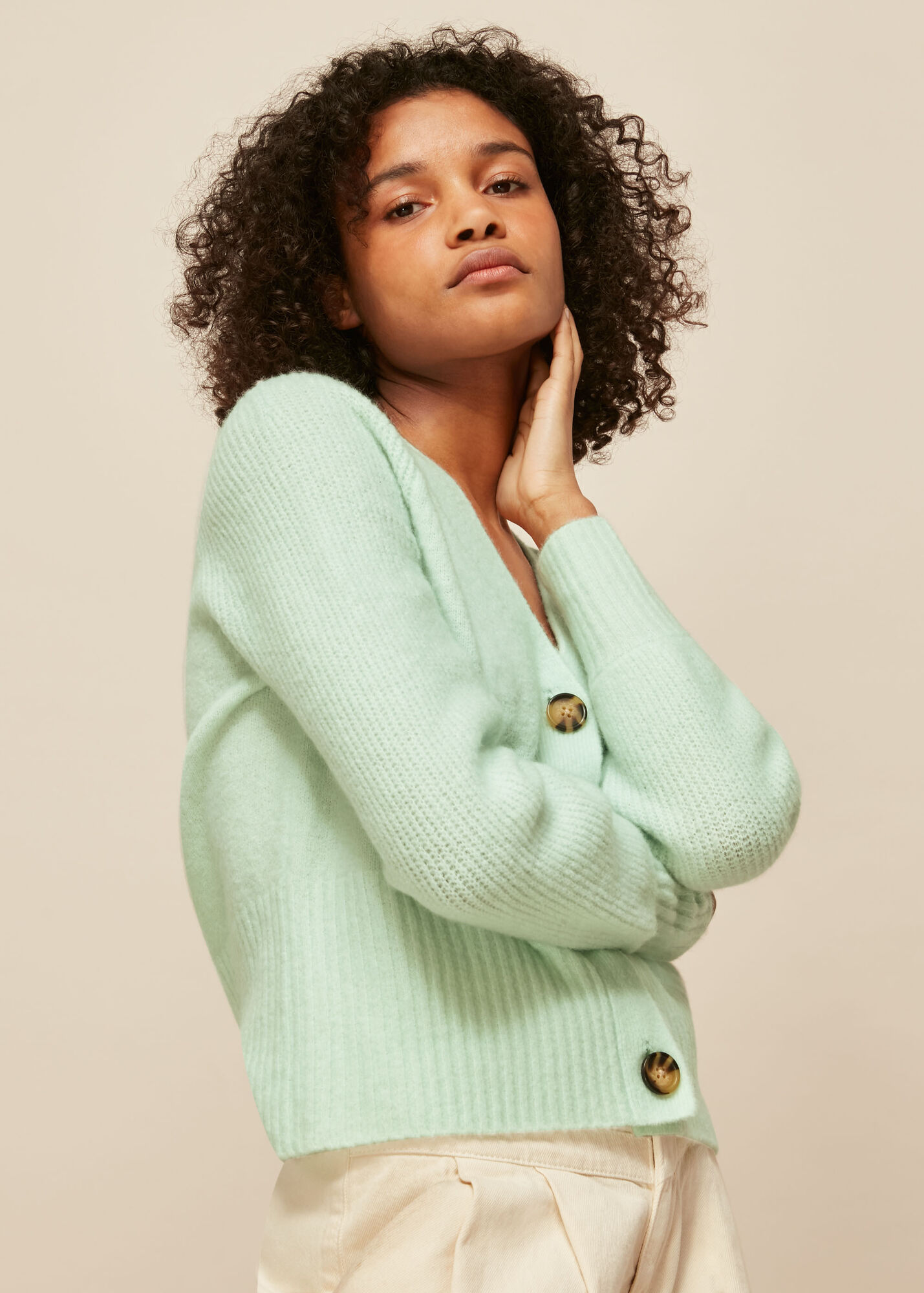 Mint Full Sleeve Knitted Cardigan | WHISTLES | Whistles UK