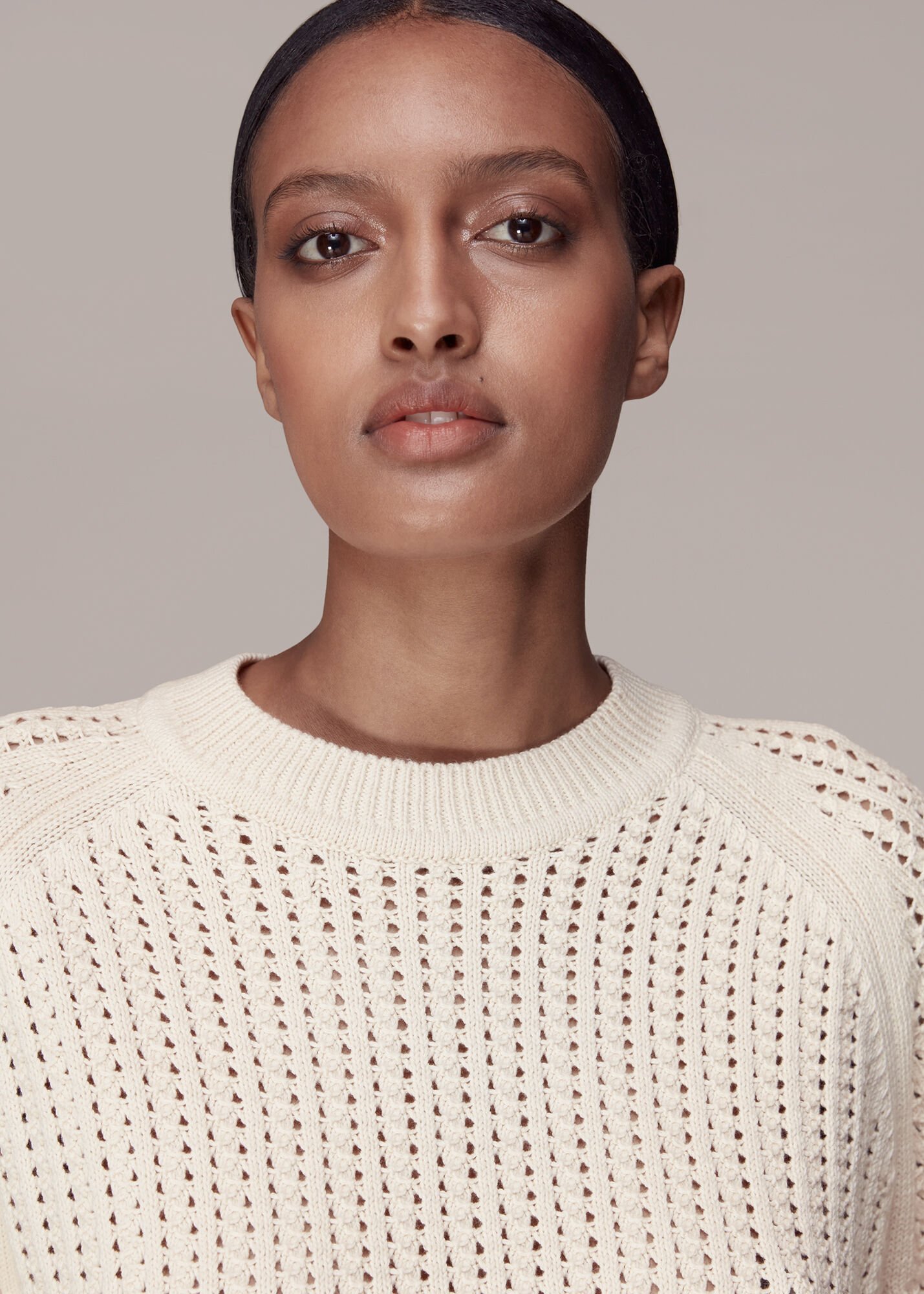 Neutral Pointelle Sweater | WHISTLES