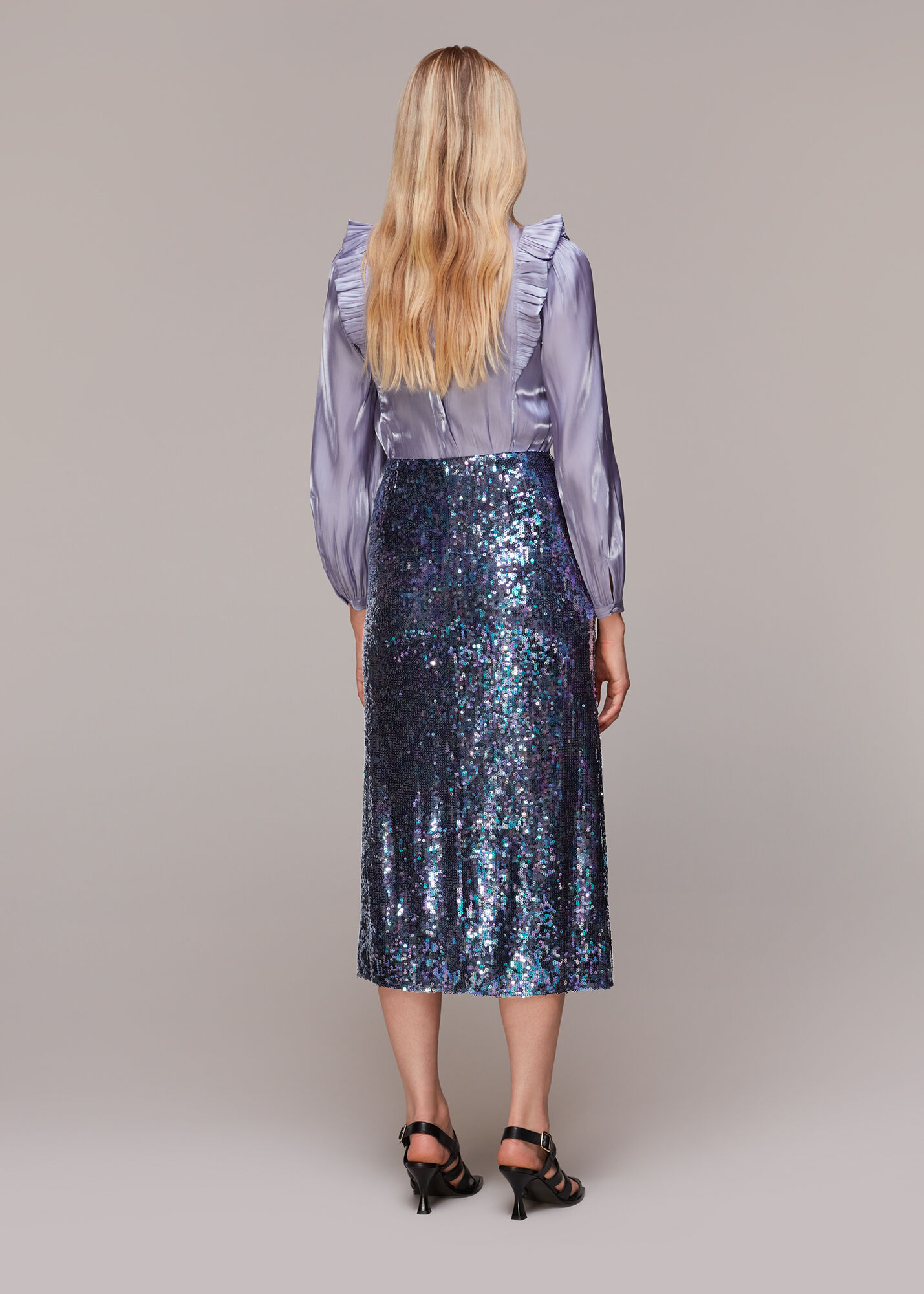 Blackmulti Sally Sequin Straight Skirt Whistles Whistles Uk