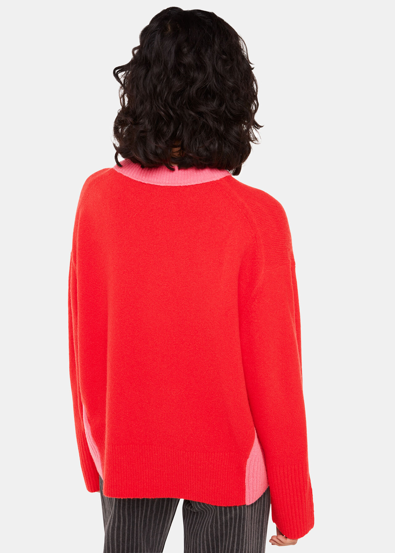 Red/Multi Colour Block Crew Neck Knit | WHISTLES