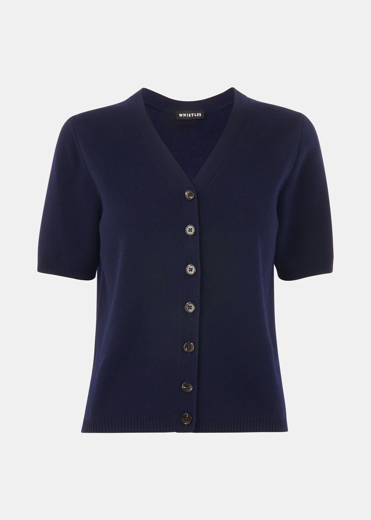 Navy Short Sleeve Cardigan | WHISTLES | Whistles UK