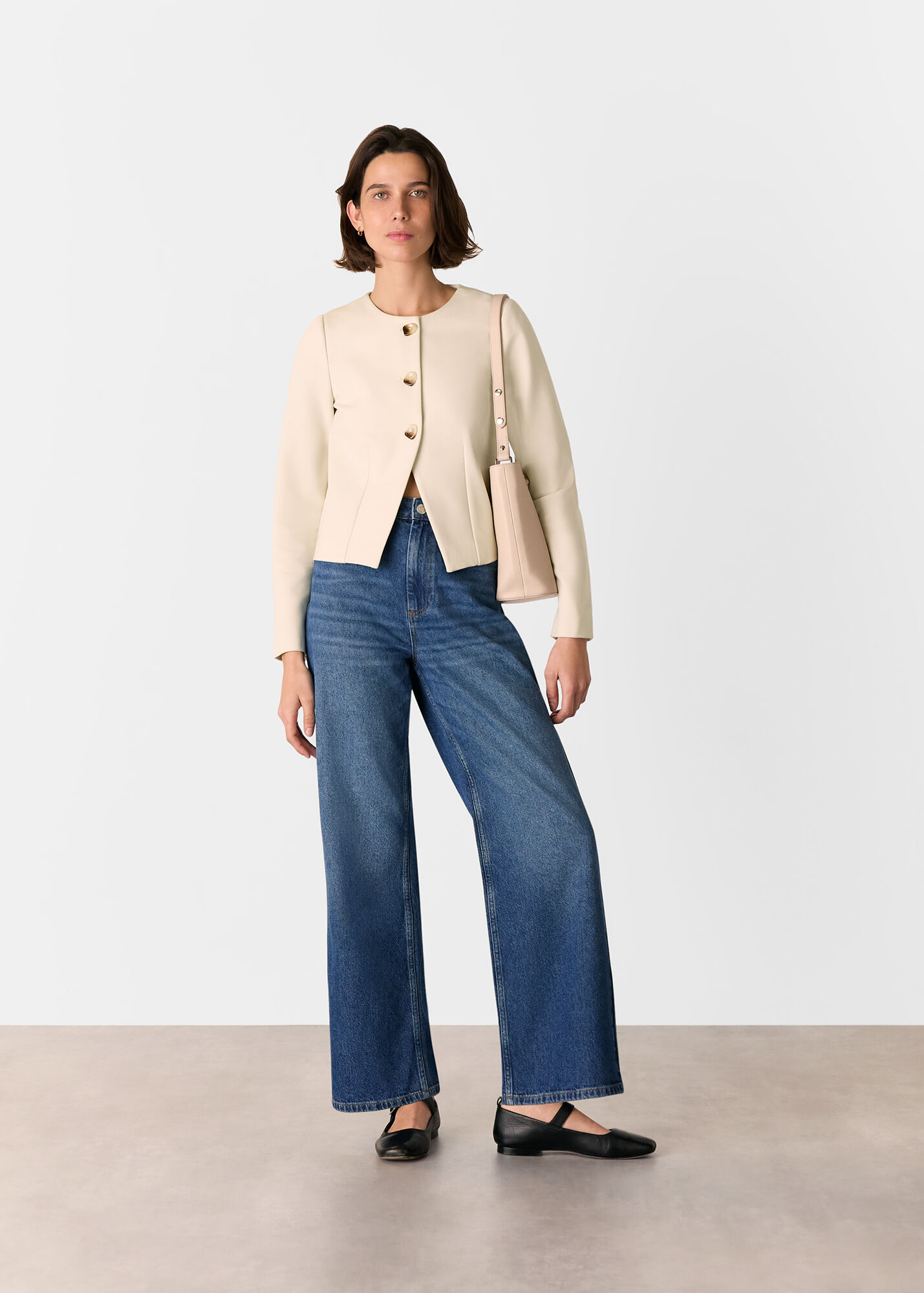 Ivory Anne Ponte Button Jacket | WHISTLES | Whistles UK