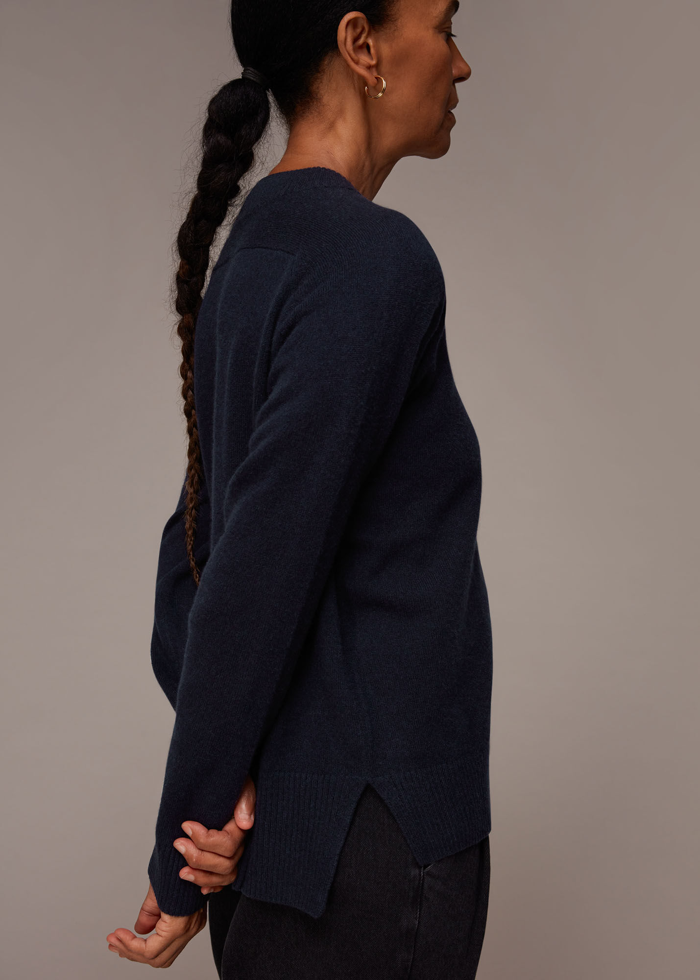 Navy Cashmere Crew Neck Jumper | WHISTLES | Whistles UK