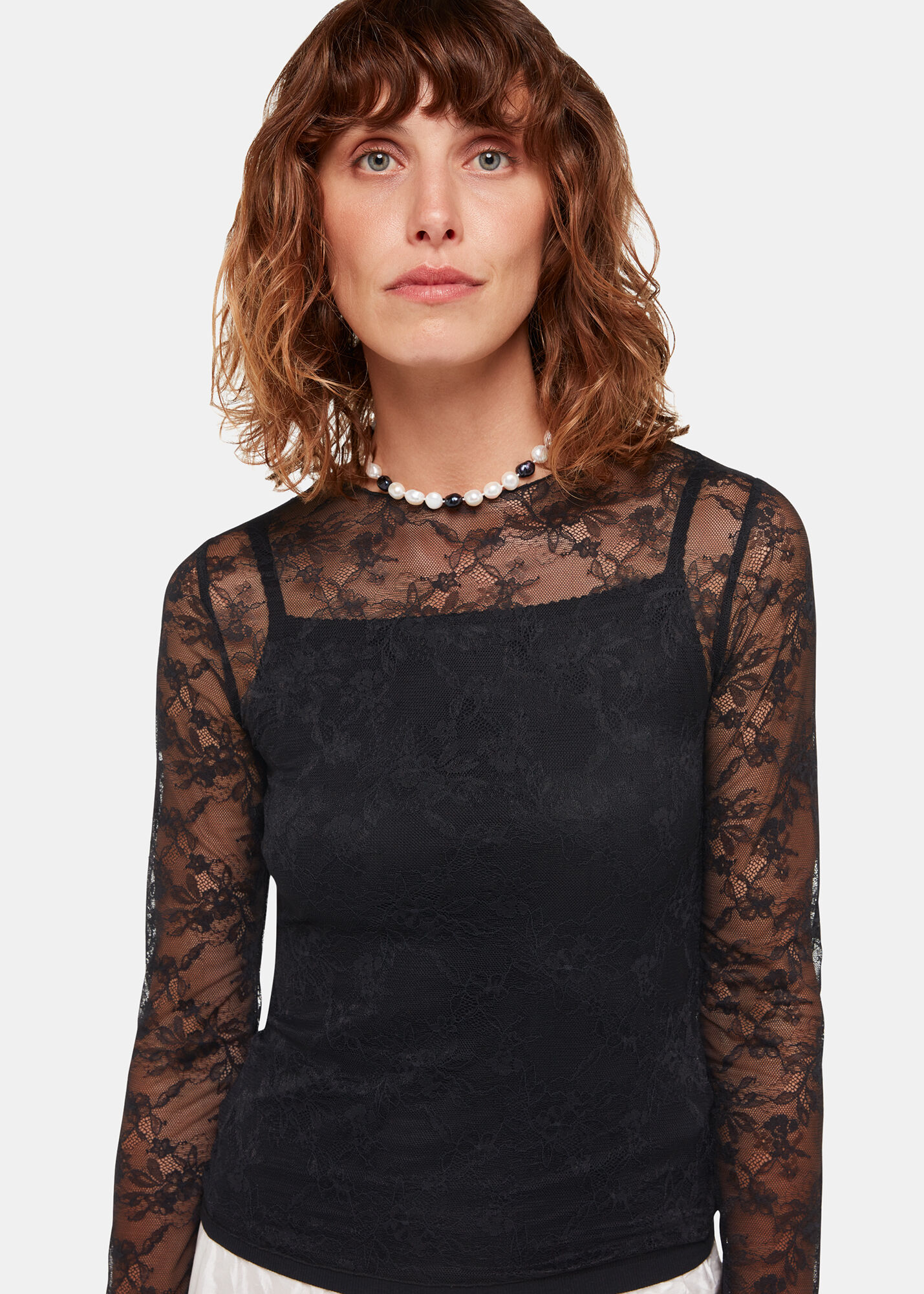Black Hai Agneta Lace Top | WHISTLES | Whistles UK
