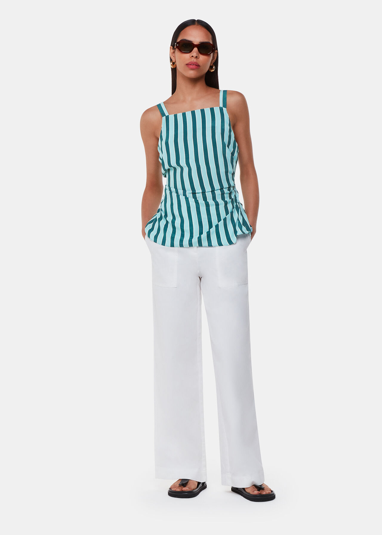 Teal/Multi Emily Tonal Stripe Top | WHISTLES | Whistles US