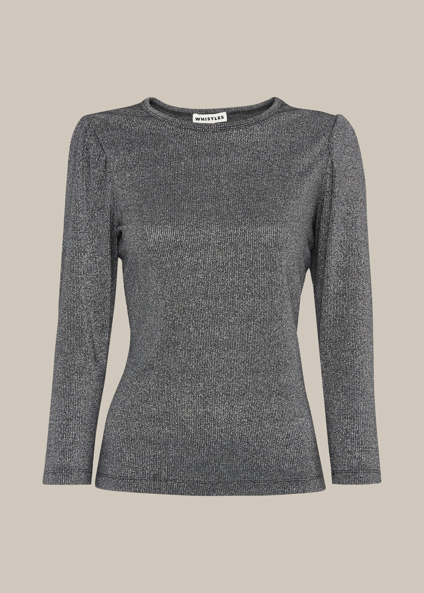 Silver Puff Sleeve Sparkle Top | WHISTLES | Whistles UK