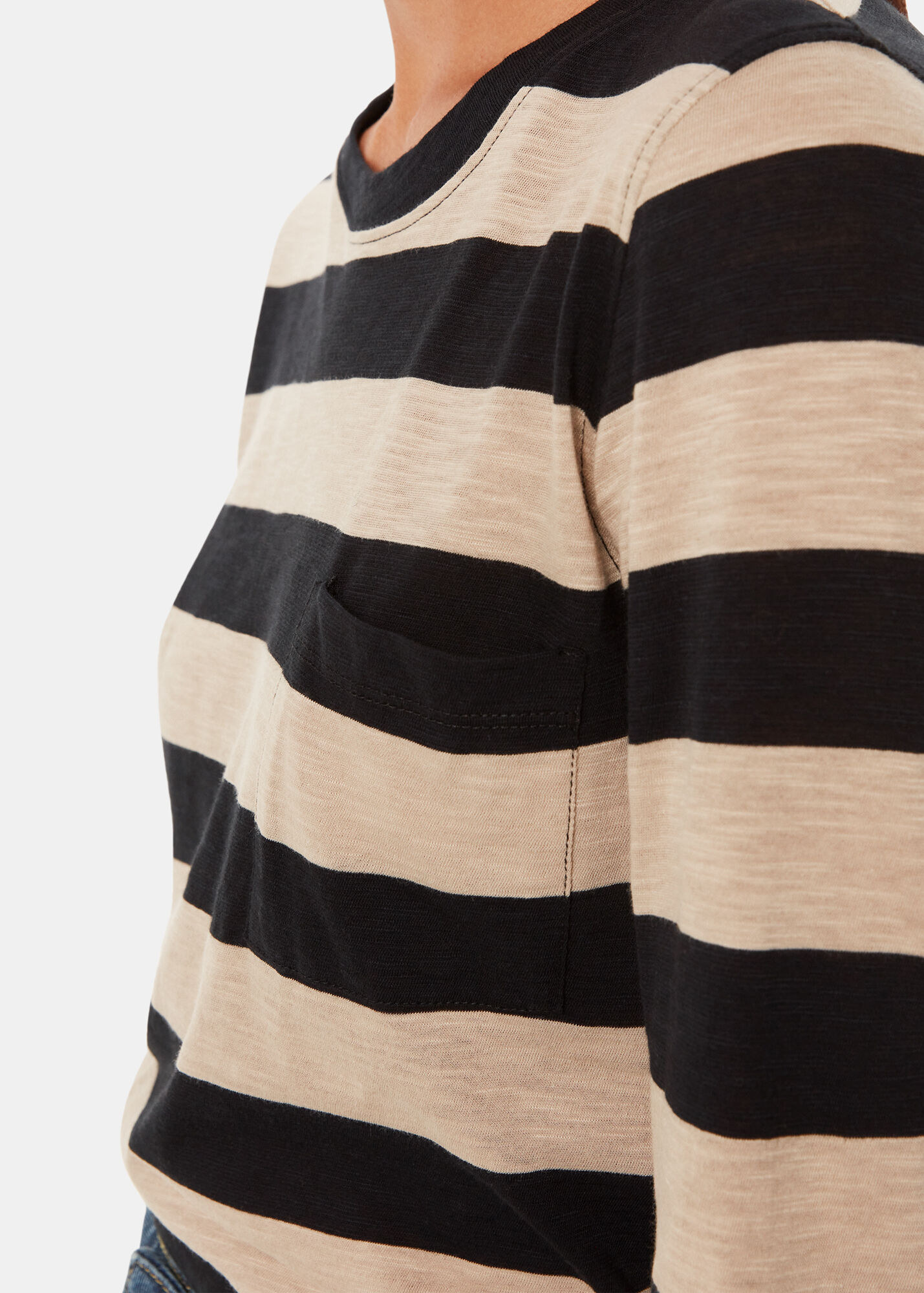 Blackmulti Stripe Crew Neck Pocket Top Whistles