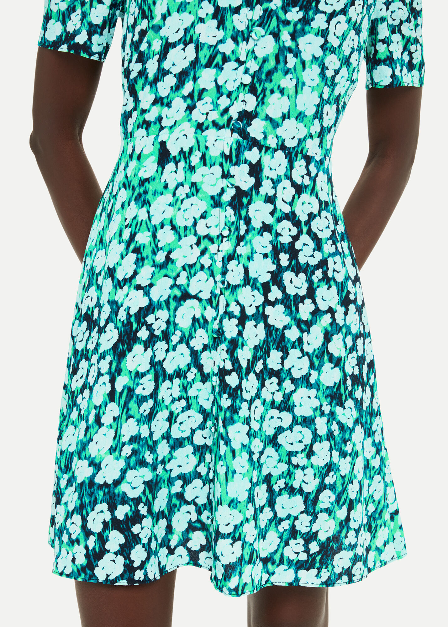 Green/Multi Floral Petal Rowan Dress | WHISTLES | Whistles UK