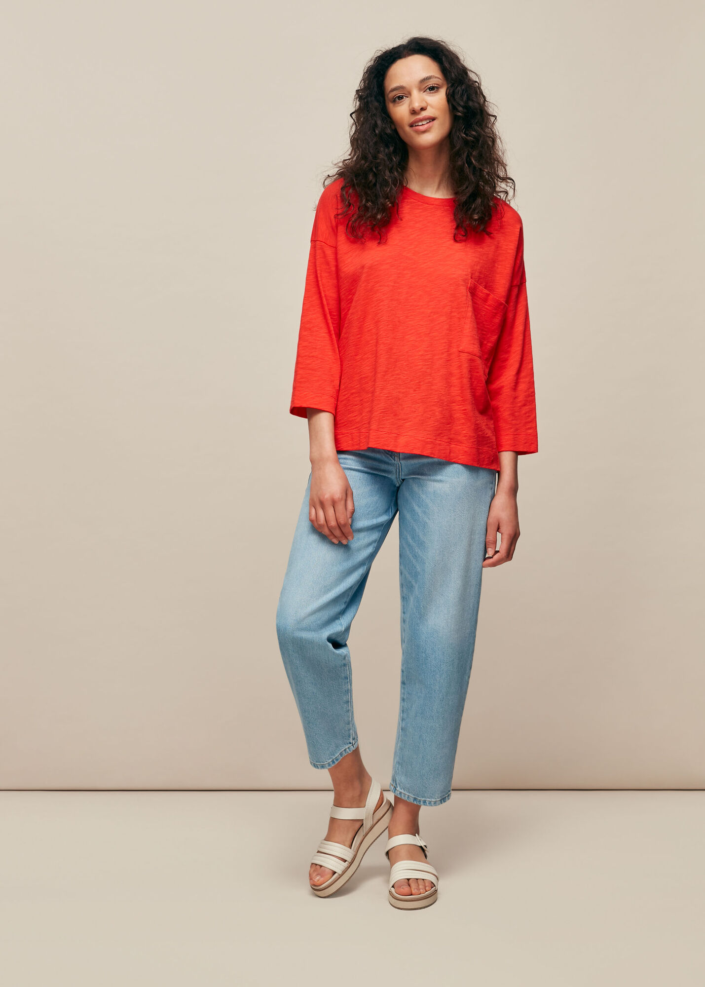 Red Cotton Pocket Top | WHISTLES | Whistles UK