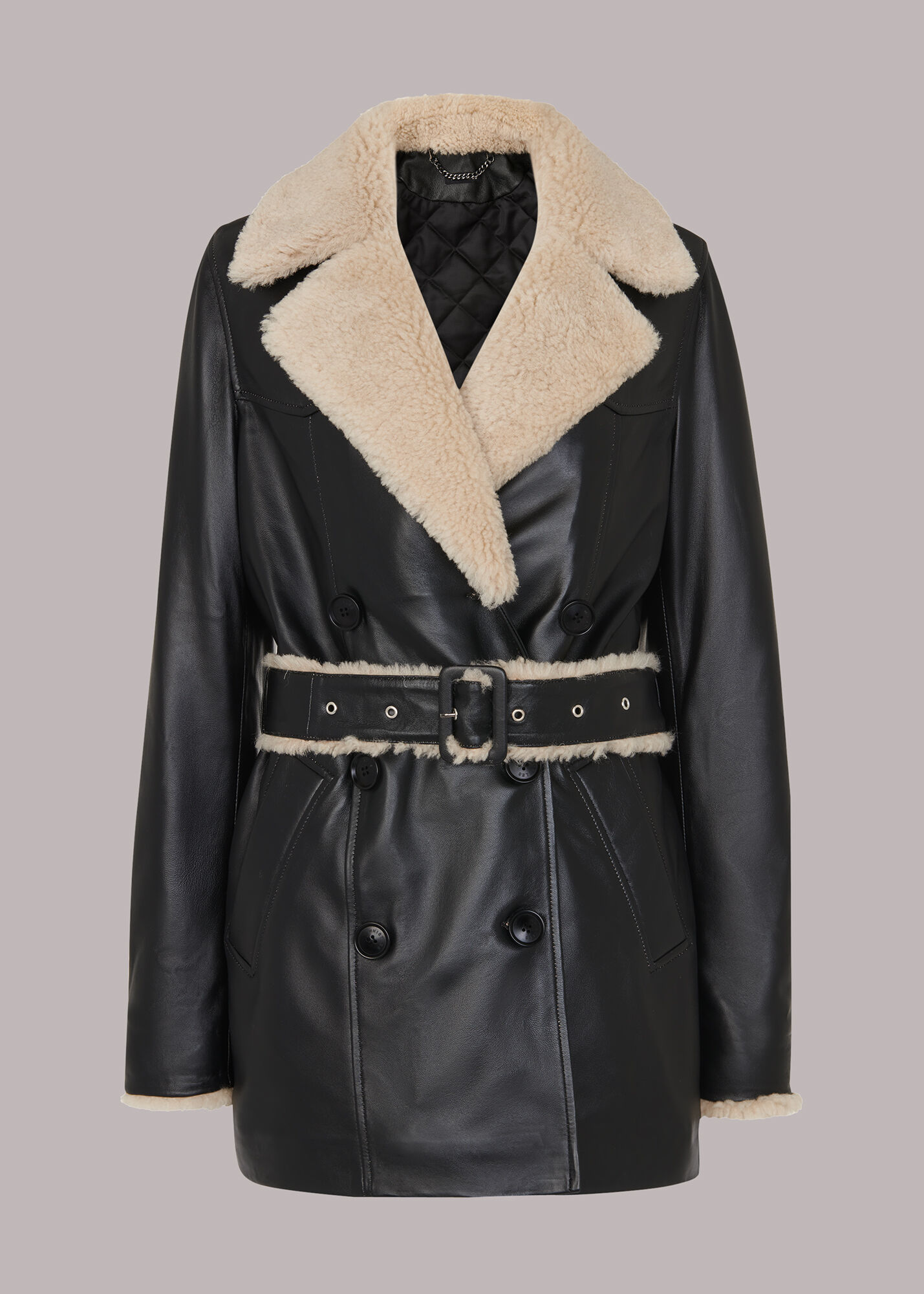 Blackmulti Maya Leather Belted Coat Whistles Whistles Us
