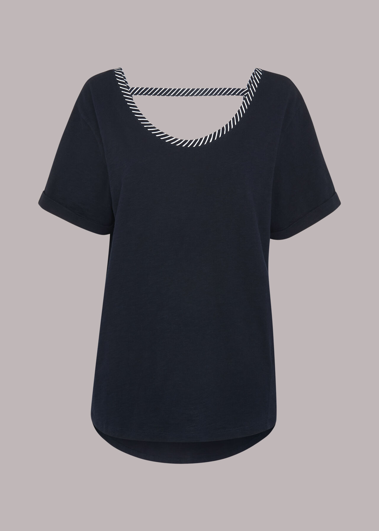 Navy Cut Out Back Relaxed T-Shirt | WHISTLES