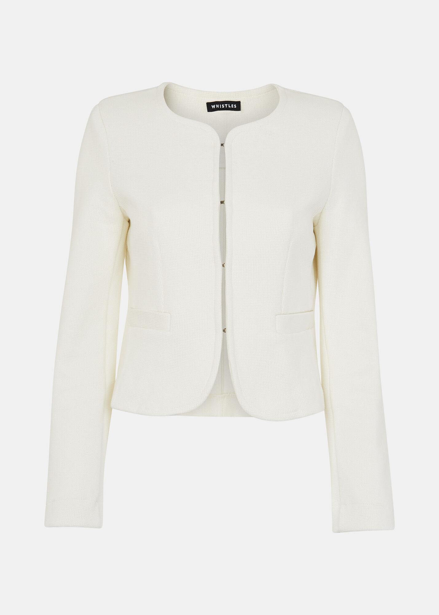 Ivory Collarless Cropped Jersey Jacket | Whistles