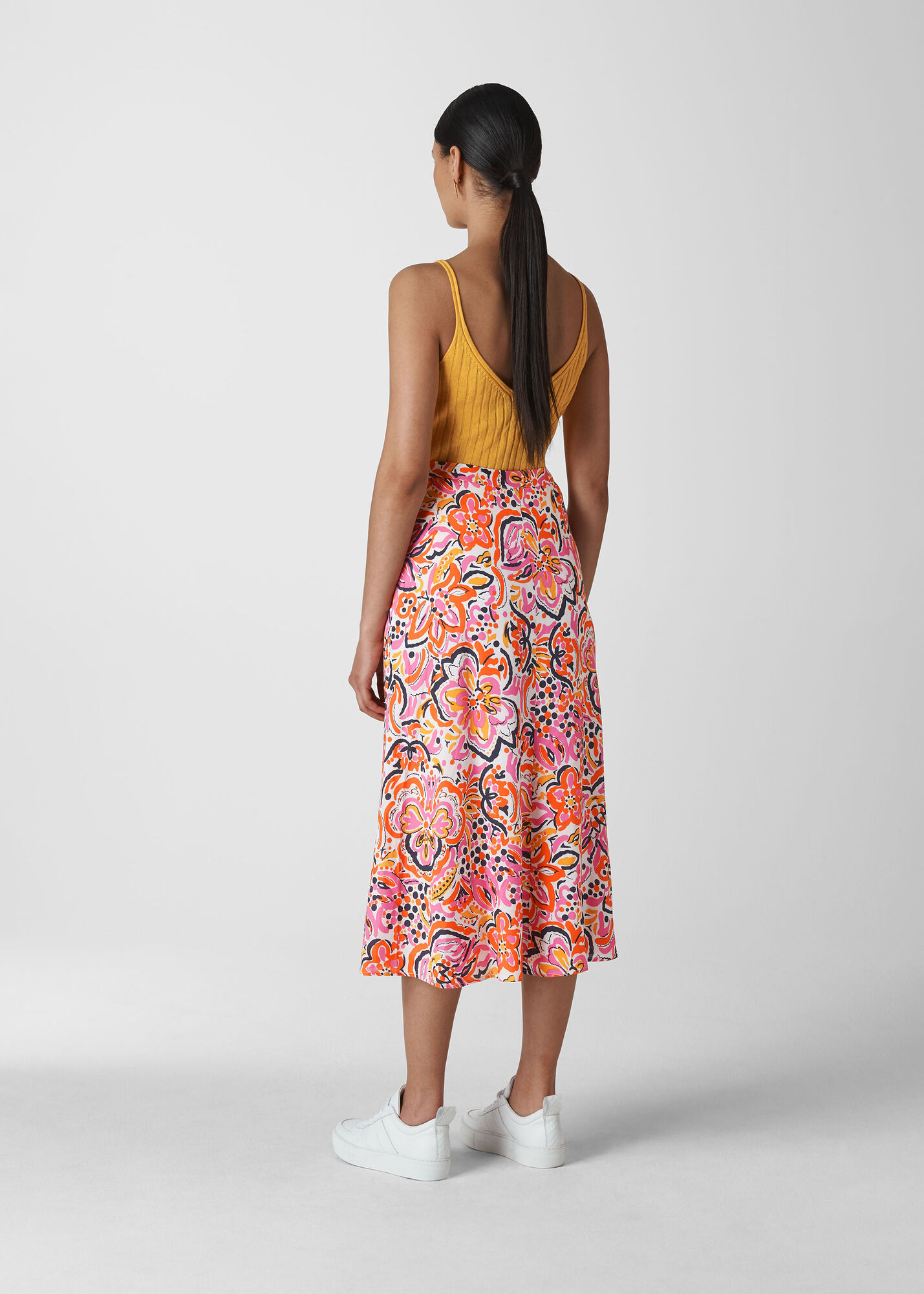 Multicolour Art Floral Print Skirt | WHISTLES | Whistles UK