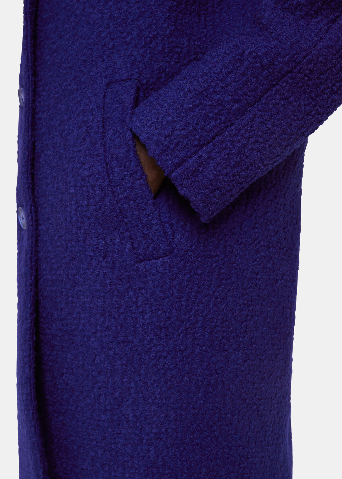 Blue Wool Boucle Coat | Single Breasted | Relaxed Fit | Whistles ...