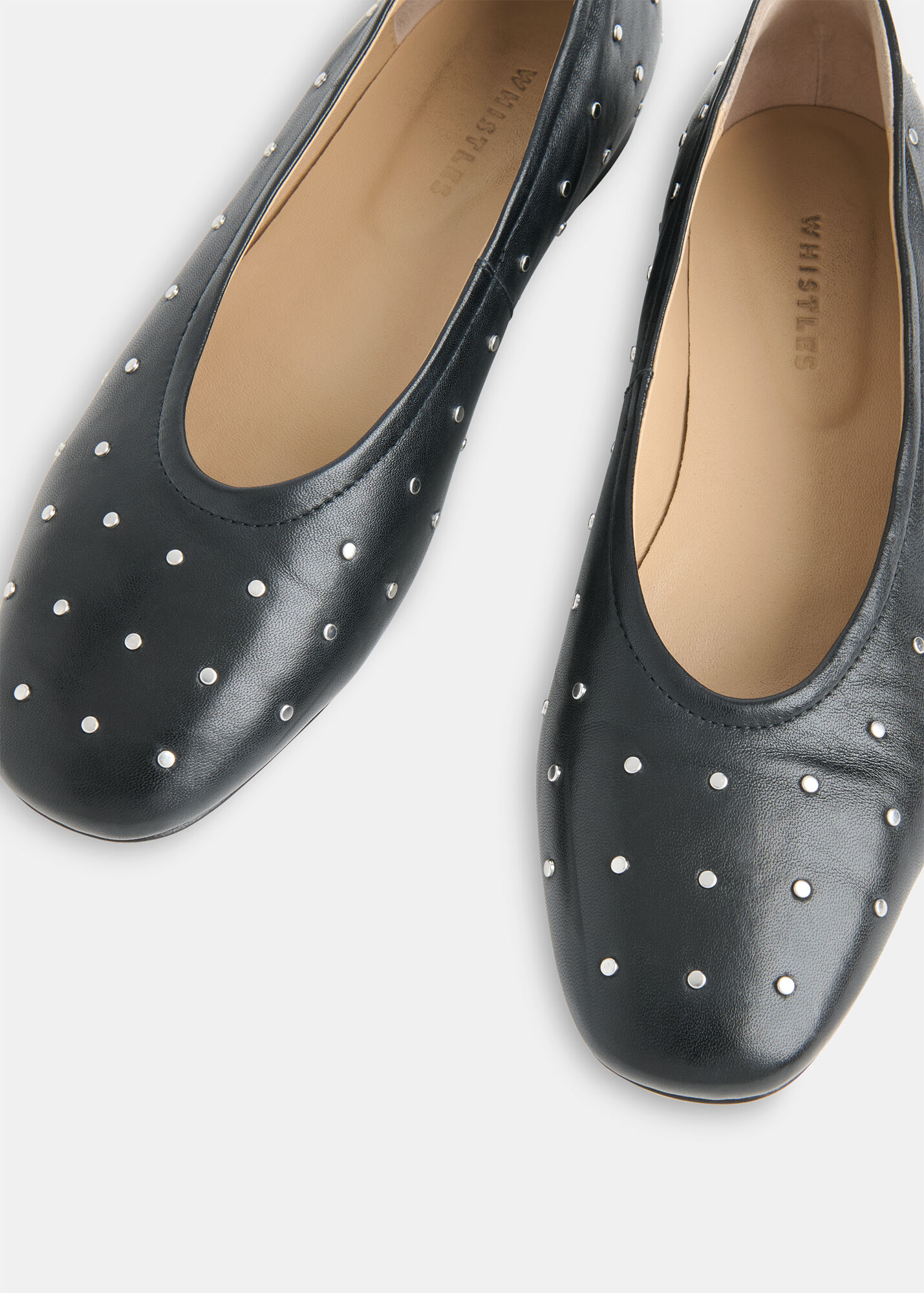 Black Karina Studded Ballet Pump | WHISTLES | Whistles UK