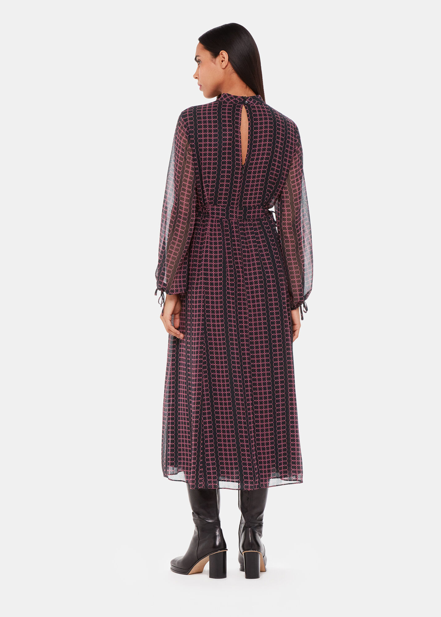 Black/Multi Circle Link Ivy Dress | WHISTLES | Whistles UK