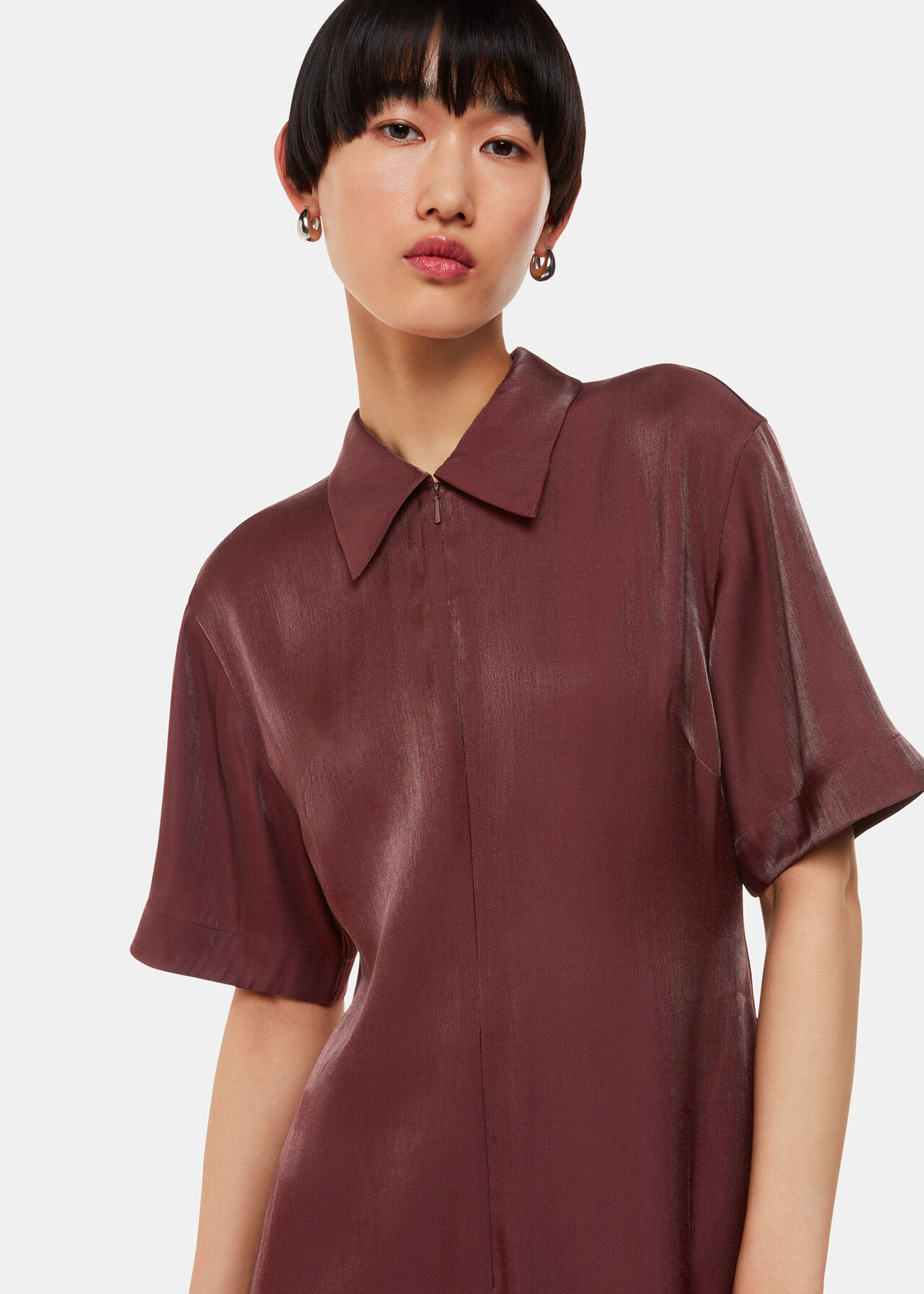 Aubergine Delila Metallic Midi Dress | WHISTLES