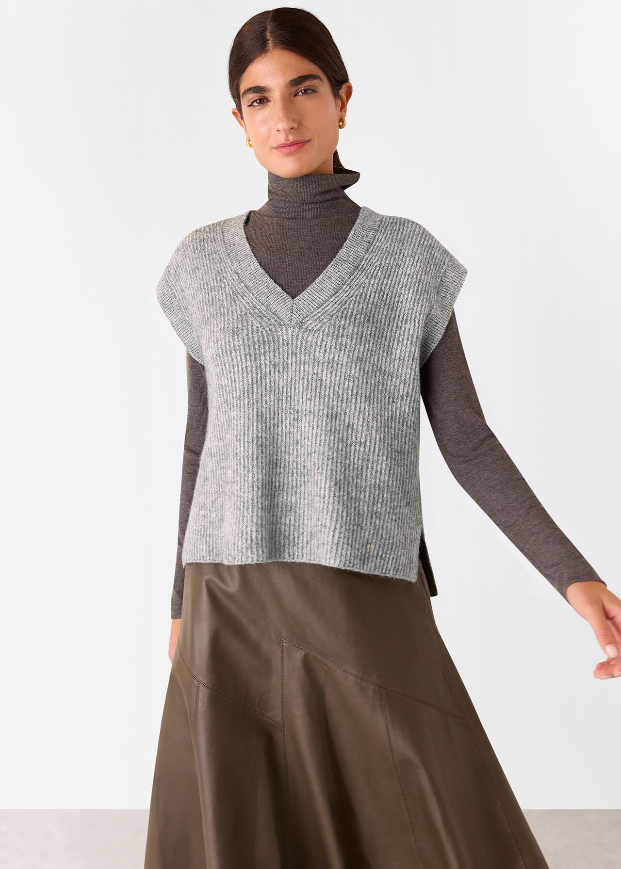 Grey Elsa Ribbed Tank | WHISTLES | Whistles US