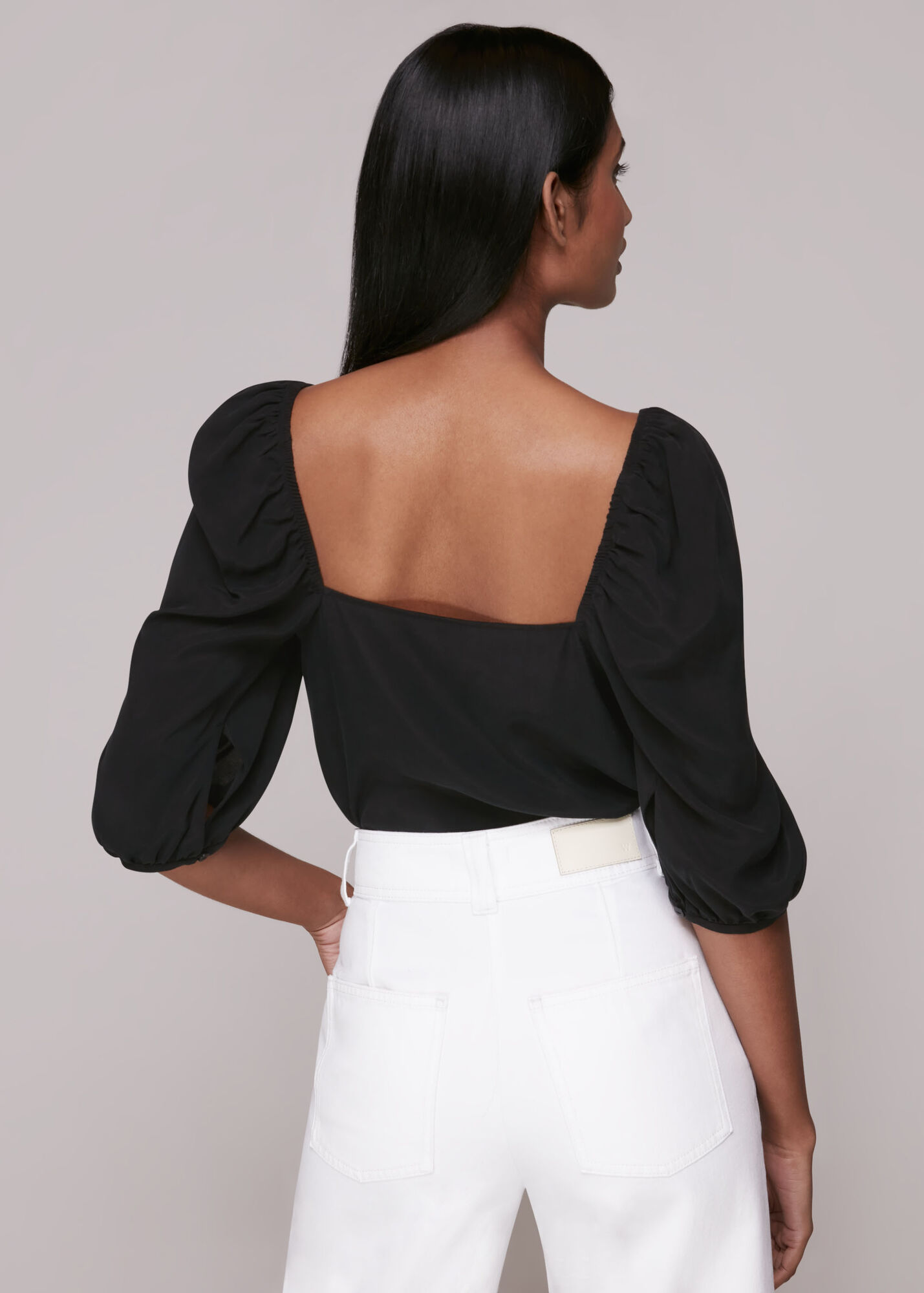 Black Blanche Square Neck Top | WHISTLES | Whistles UK