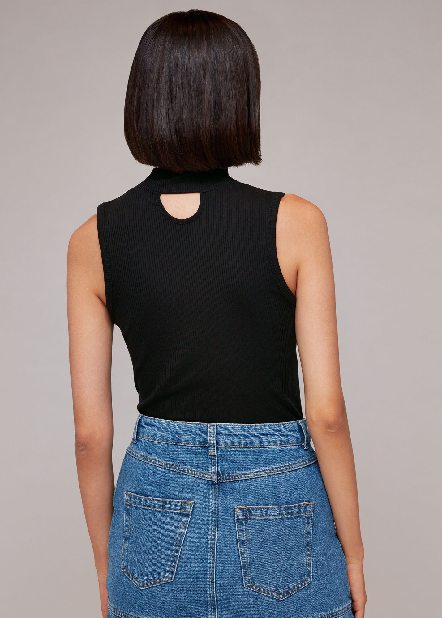 Black Ribbed Keyhole Tank | WHISTLES | Whistles UK