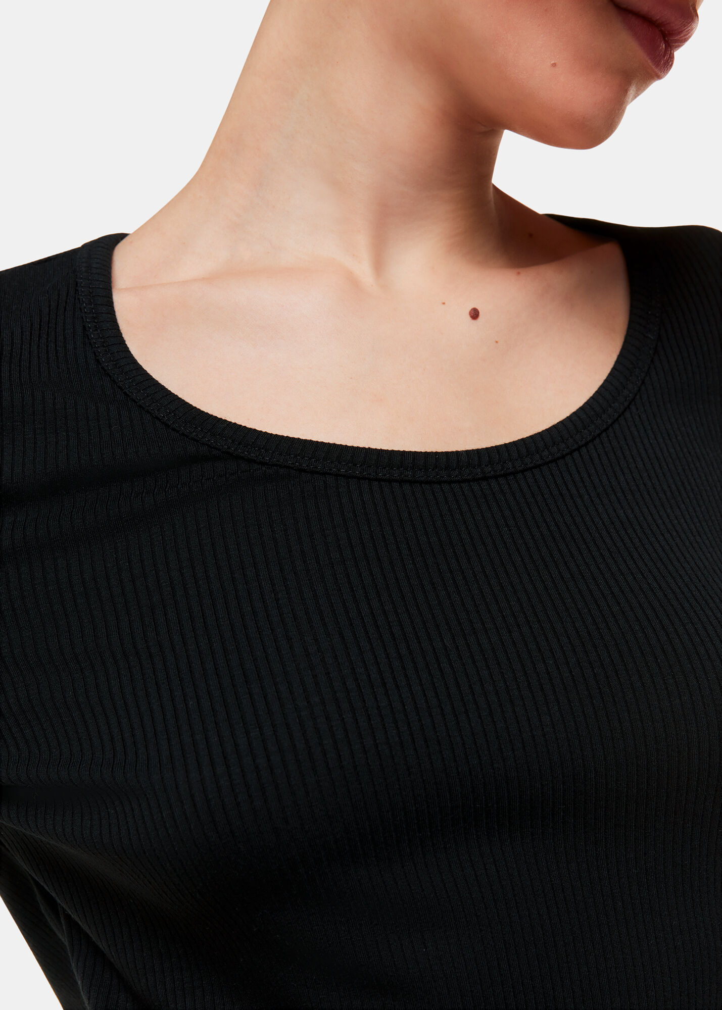 Black Ribbed Scoop Neck Top | WHISTLES