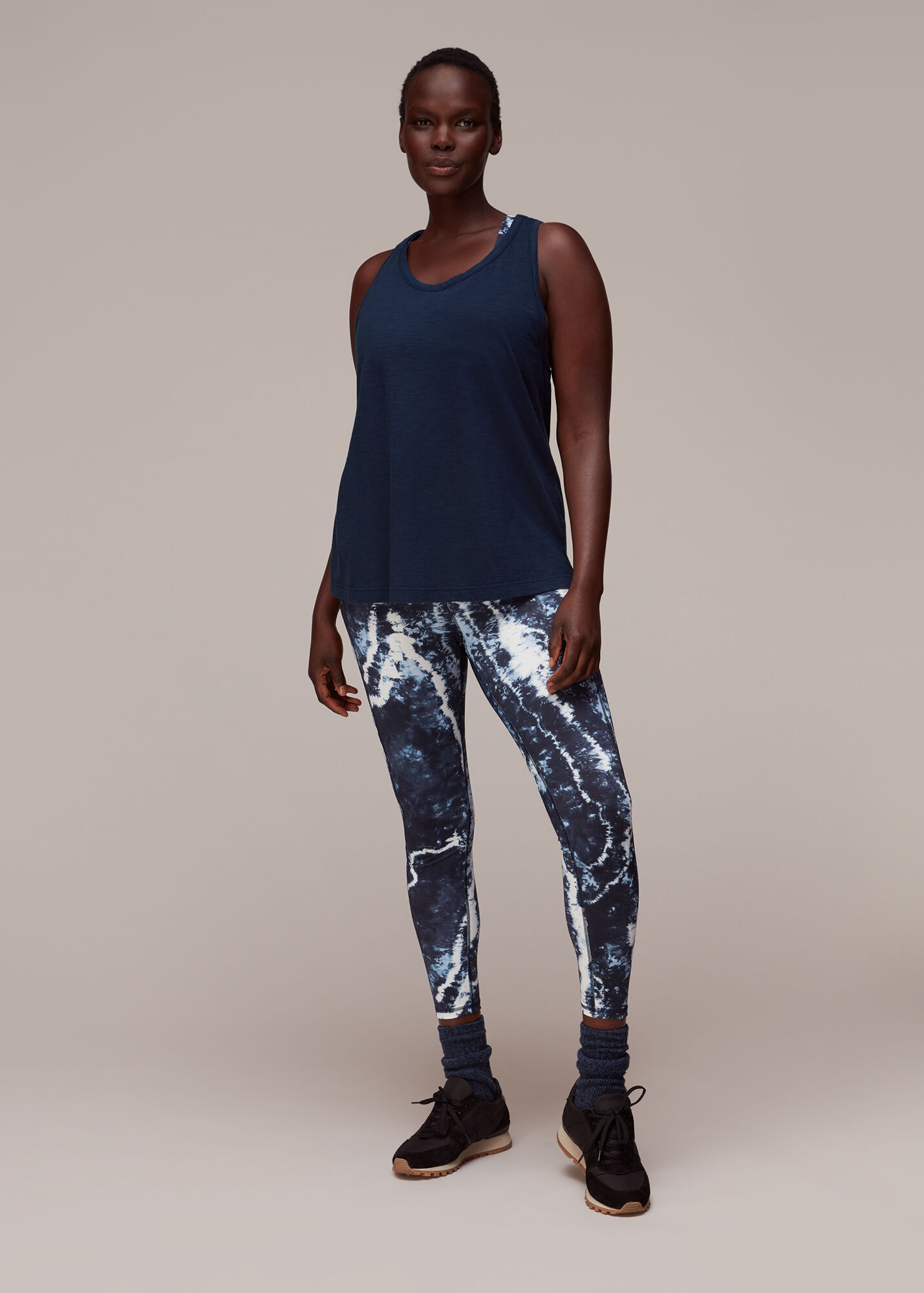 Navy Curved Hem Active Vest | WHISTLES | Whistles UK