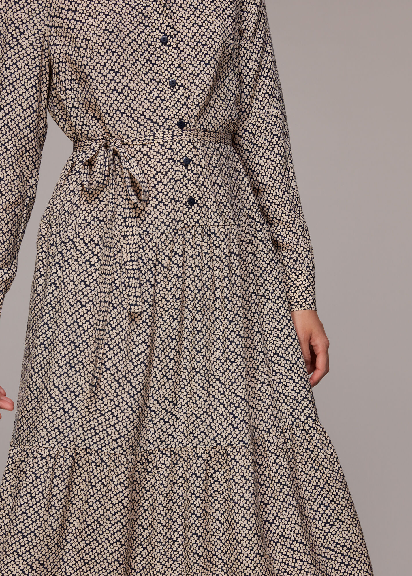 Navy/Multi Clover Print Shirt Dress | WHISTLES | Whistles UK