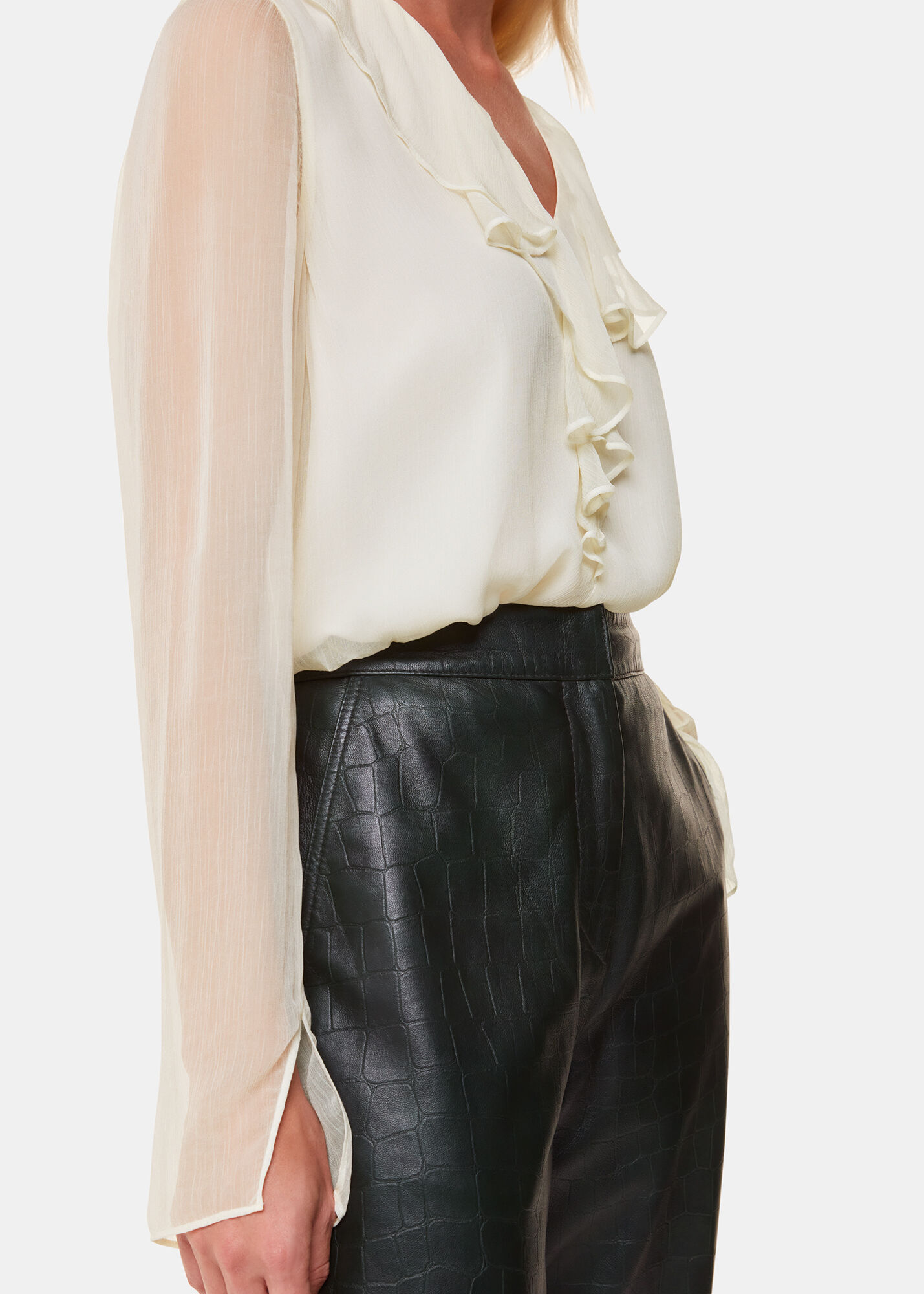 Ivory Ruffle Collar Detail Blouse | WHISTLES | Whistles AU