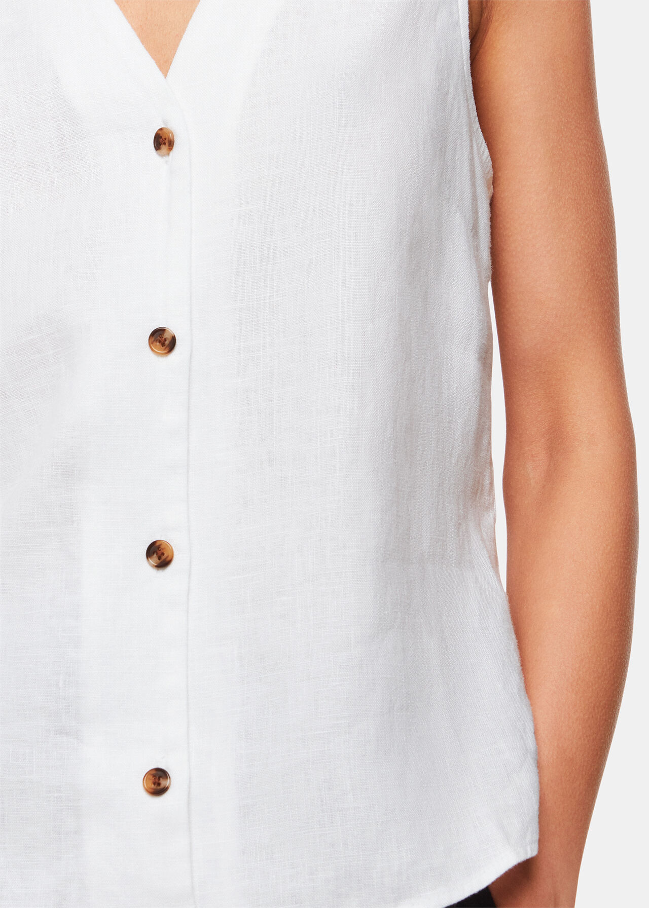 White Laura Linen Tank | WHISTLES | Whistles US