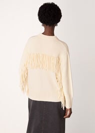 Ivory Fringe Rib Detail Cotton Knit | WHISTLES | Whistles AU