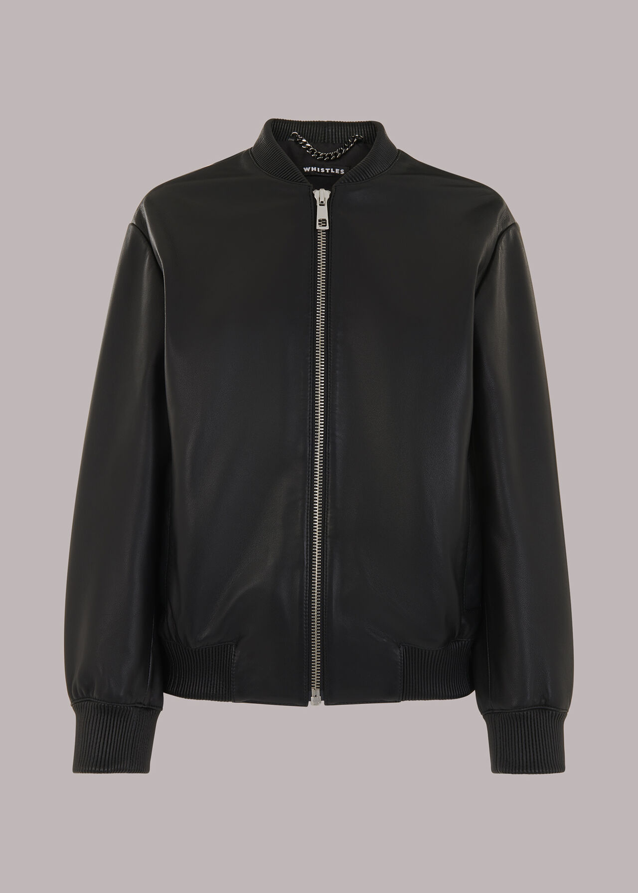 Black Laura Leather Bomber Jacket | WHISTLES | Whistles UK