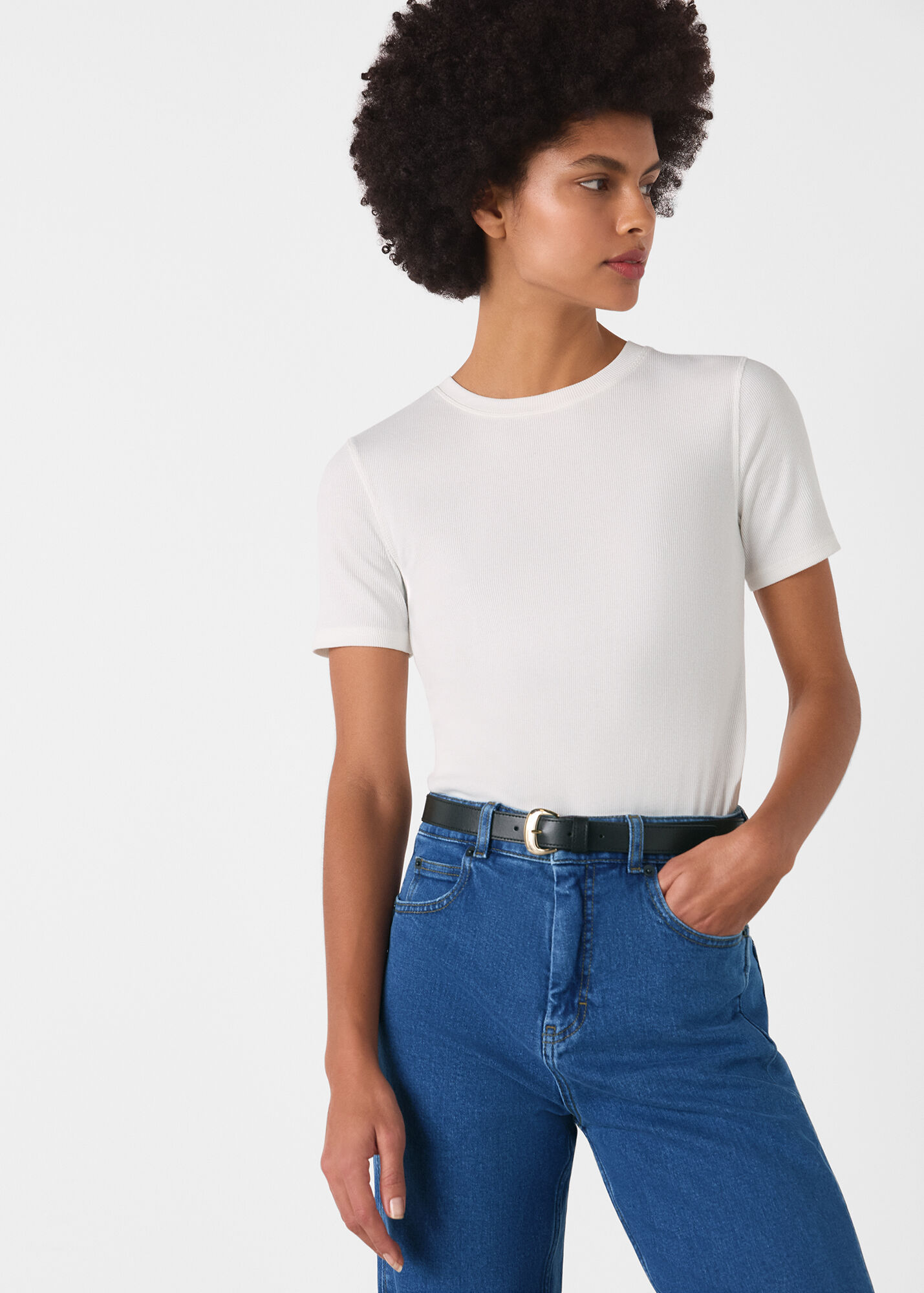 Blue Stretch High-Waisted Barrel-Leg Jeans | Whistles | Whistles UK