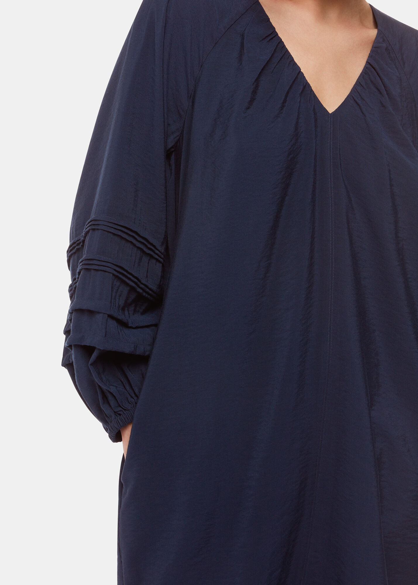 Navy Grace V Neck Dress | WHISTLES | Whistles UK