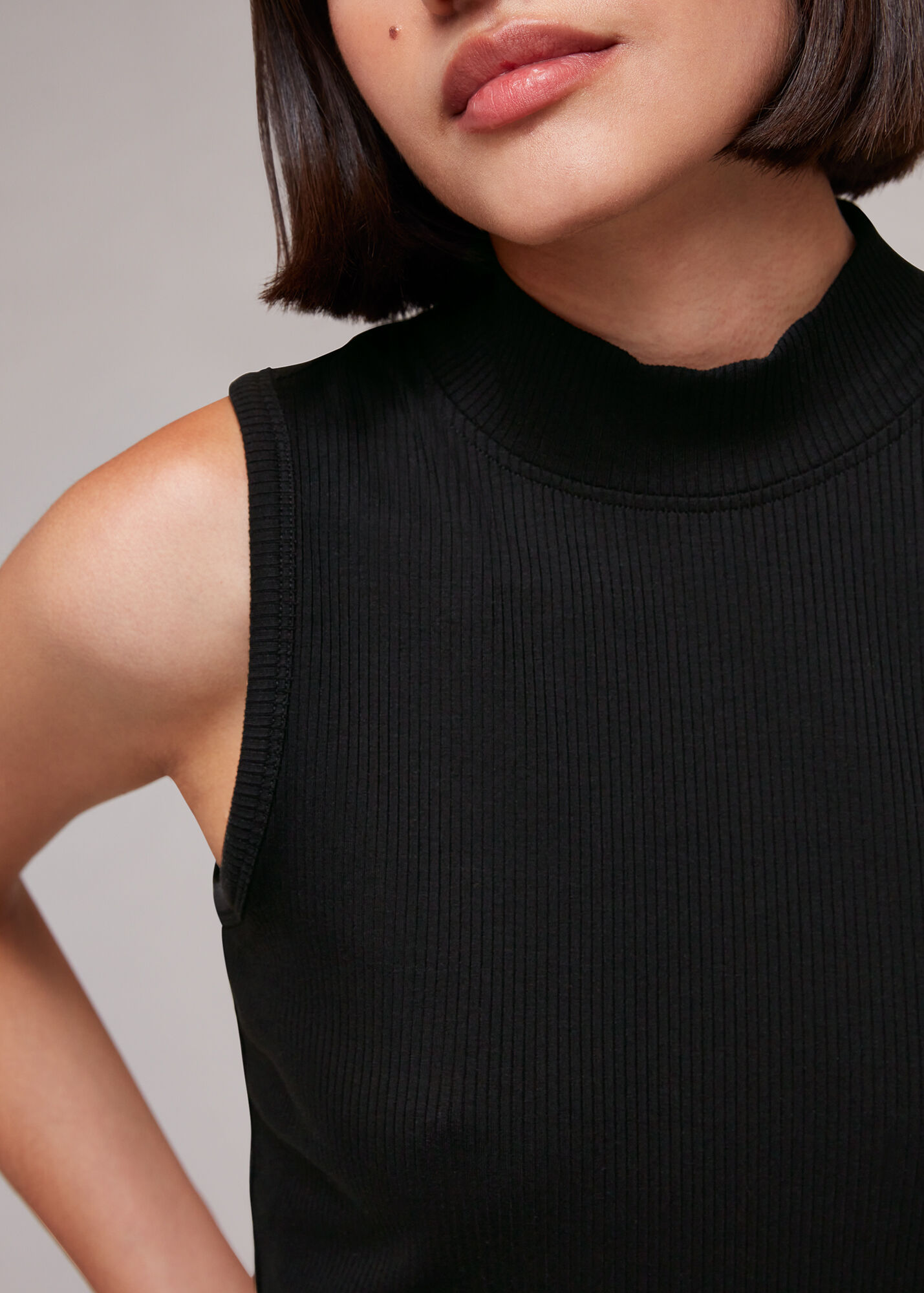 Black Ribbed Keyhole Tank | WHISTLES | Whistles UK