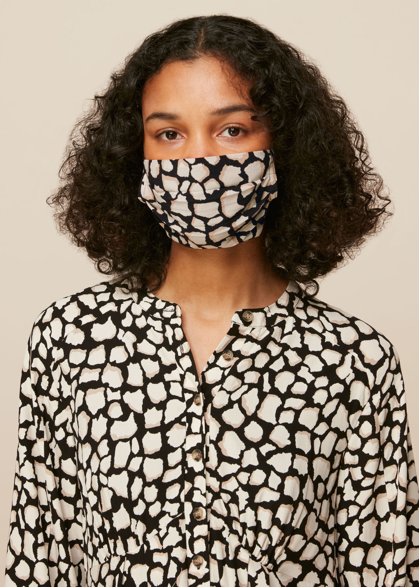 Multicolour Giraffe Print Face Covering | WHISTLES | Whistles UK