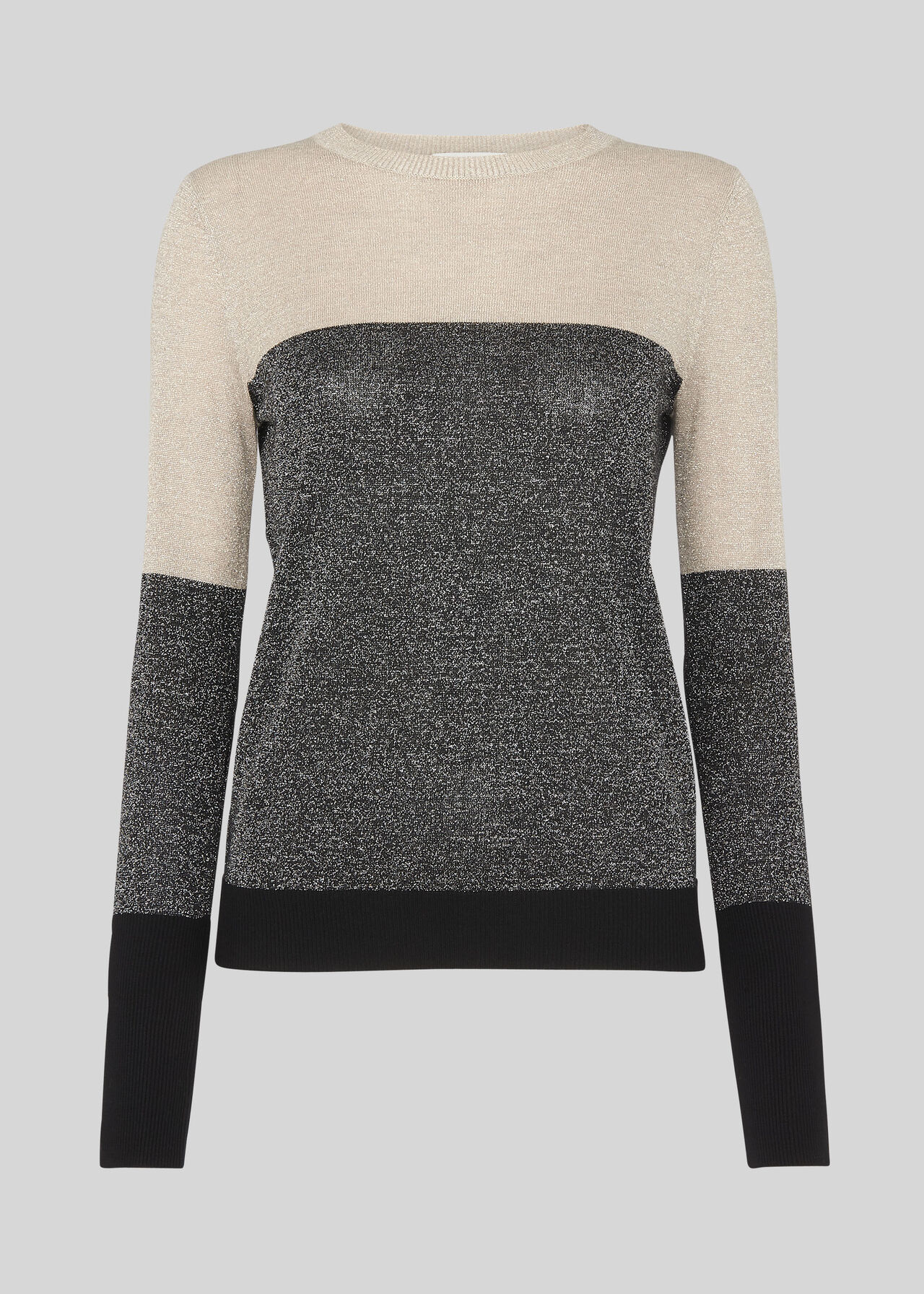Multicolour Colour Block Sparkle Sweater | WHISTLES | Whistles