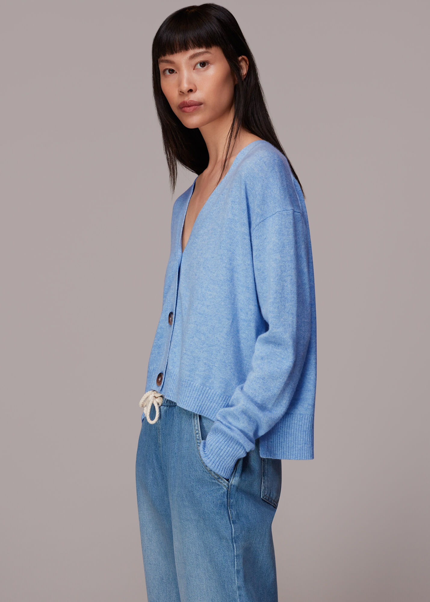 Blue Cashmere Cardigan | WHISTLES | Whistles UK