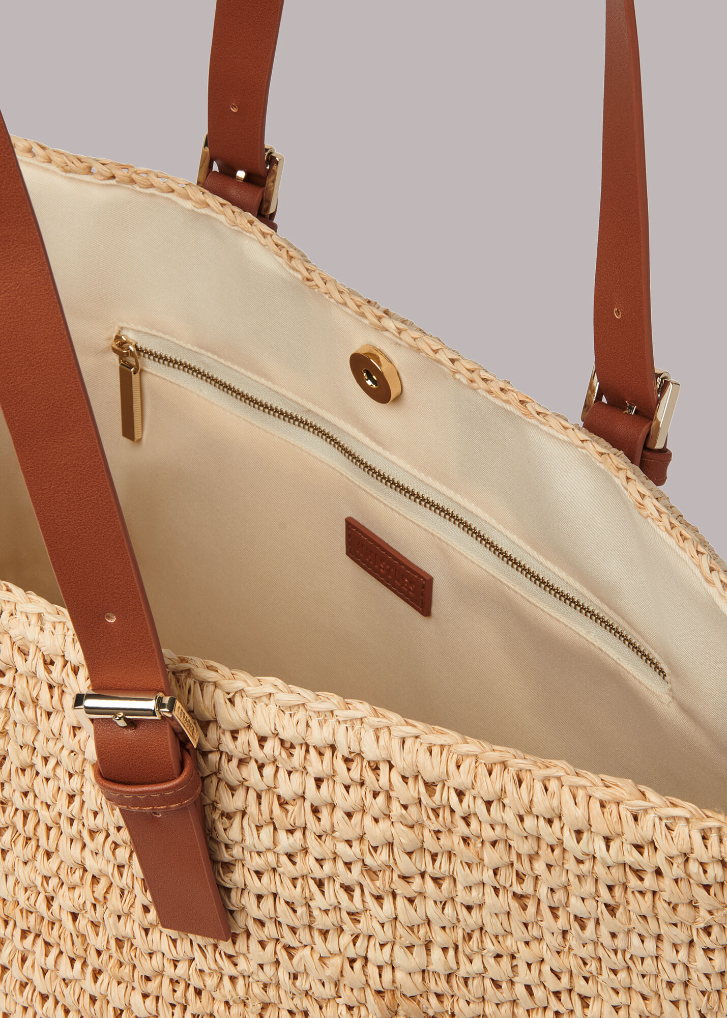 Neutral Teya Buckle Handle Straw Tote | WHISTLES | Whistles UK