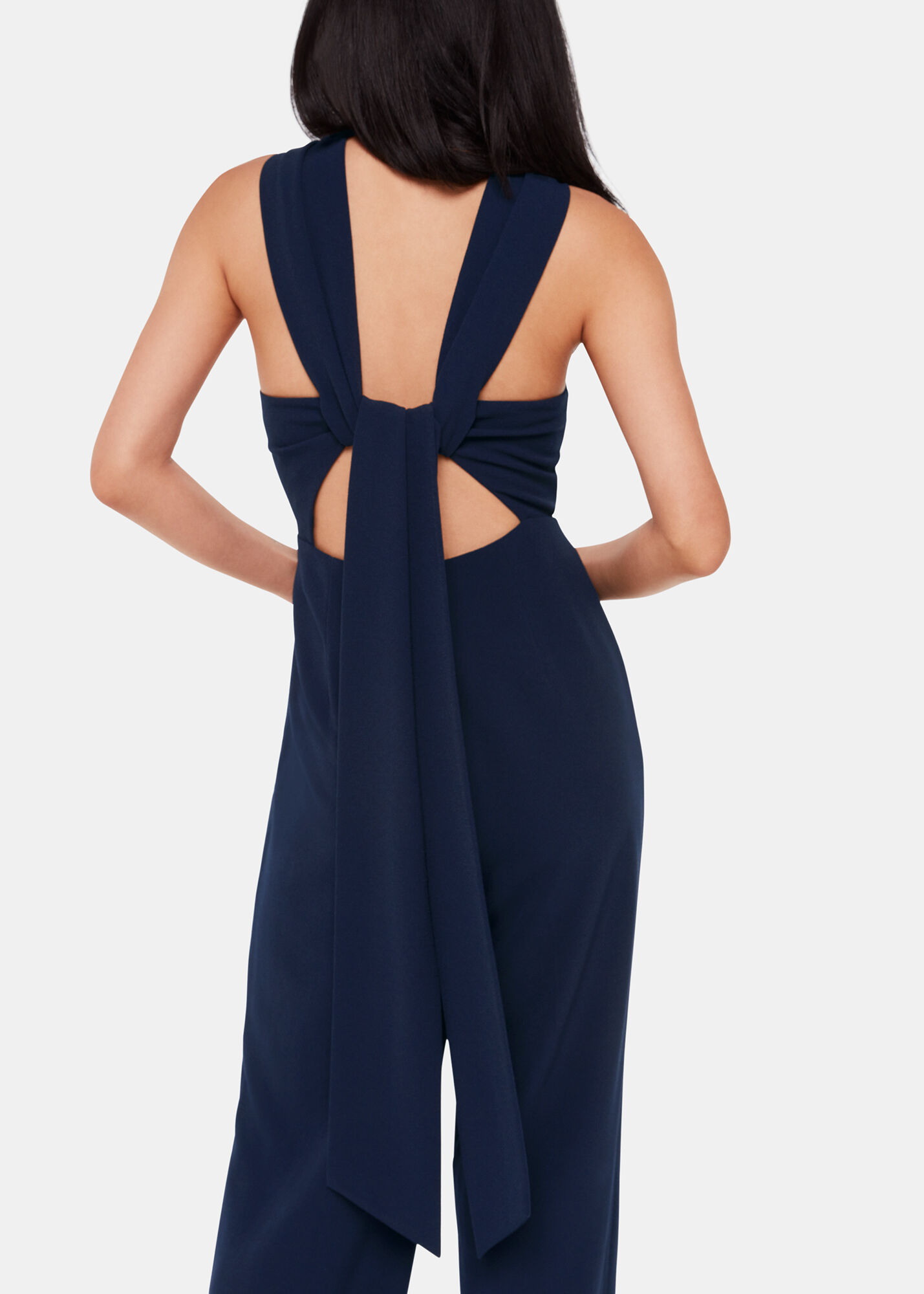 Whistles Navy Blue Tie Back Jumpsuit | Elegant Bridesmaid | Whistles UK