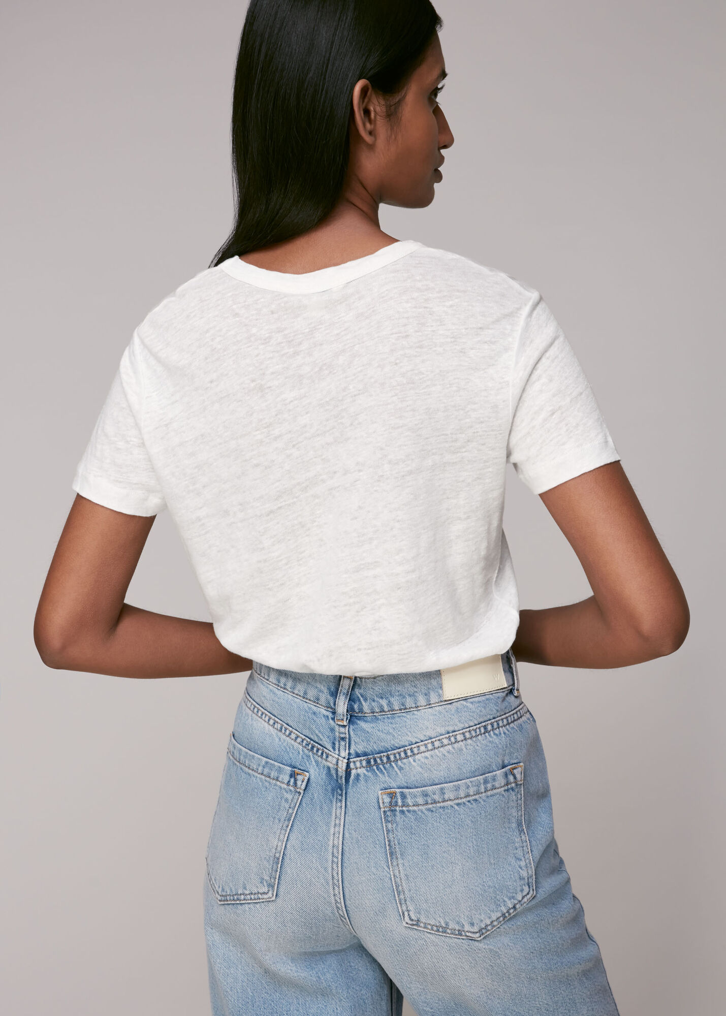 White Ultimate Linen T-Shirt | WHISTLES | Whistles UK
