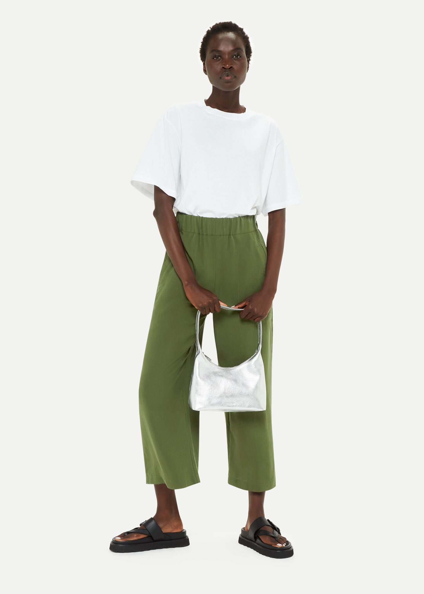 Khaki Jade Side Zip Trouser | WHISTLES | Whistles UK