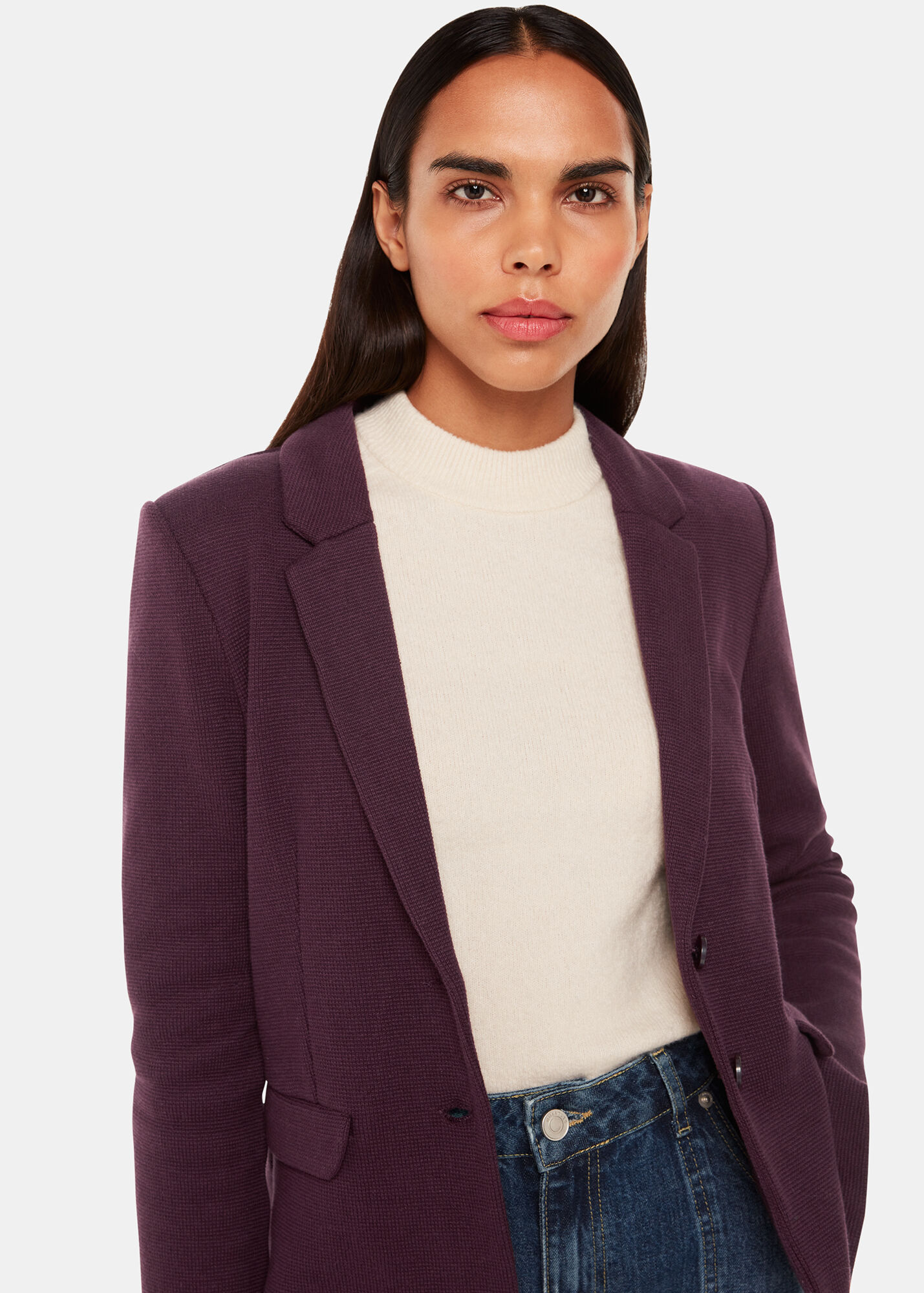 Aubergine Slim Jersey Jacket | WHISTLES