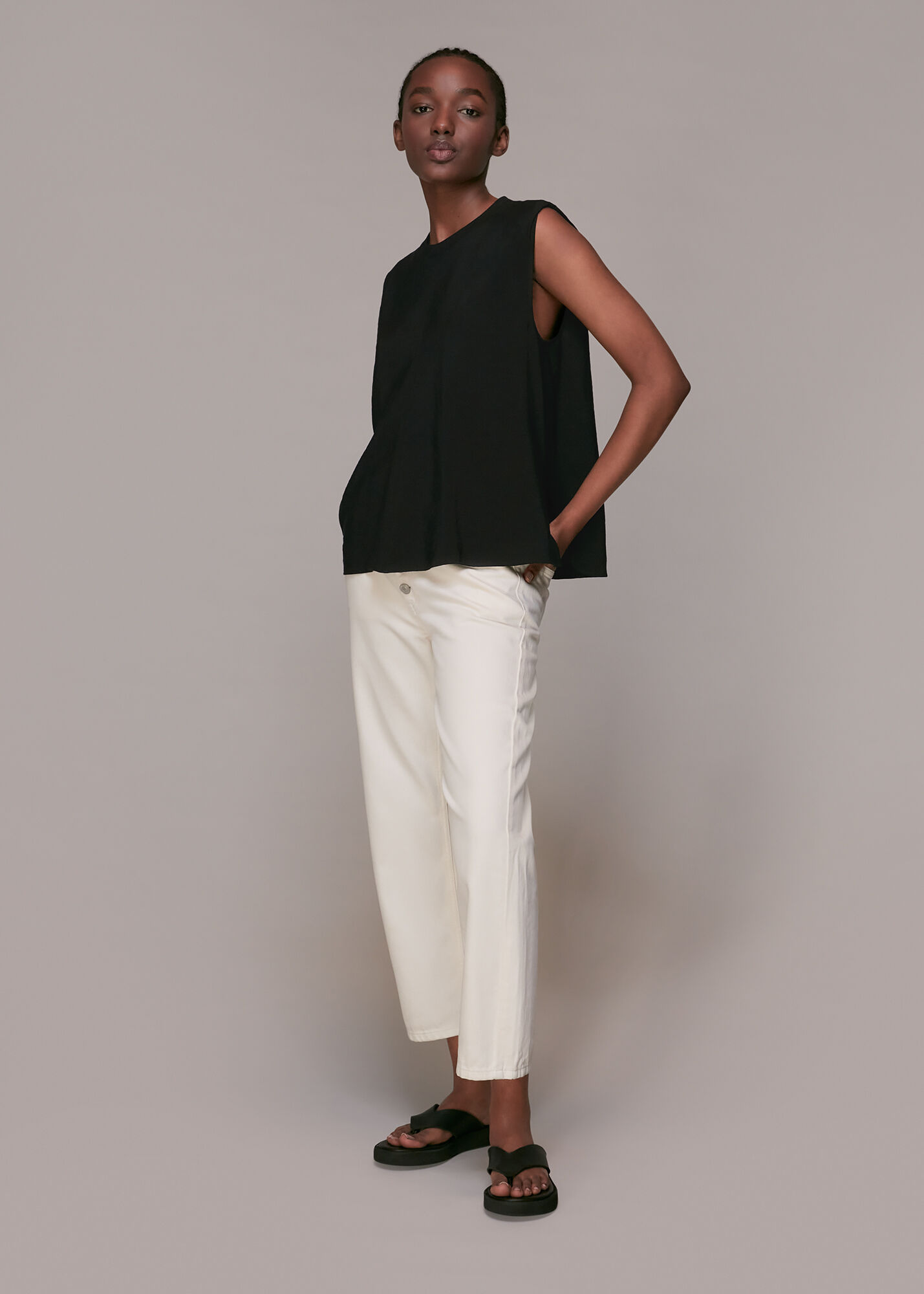 Black Leila Swing Top | WHISTLES | Whistles UK