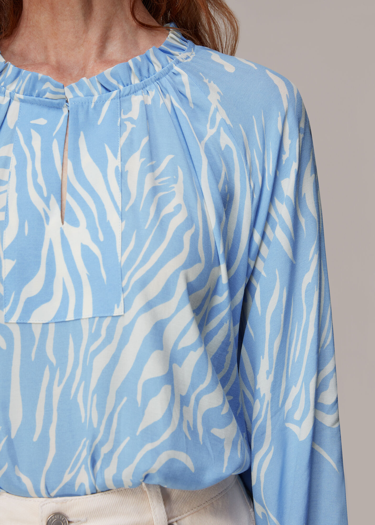 Blue/Multi Tiger Print Blouse | WHISTLES | Whistles UK