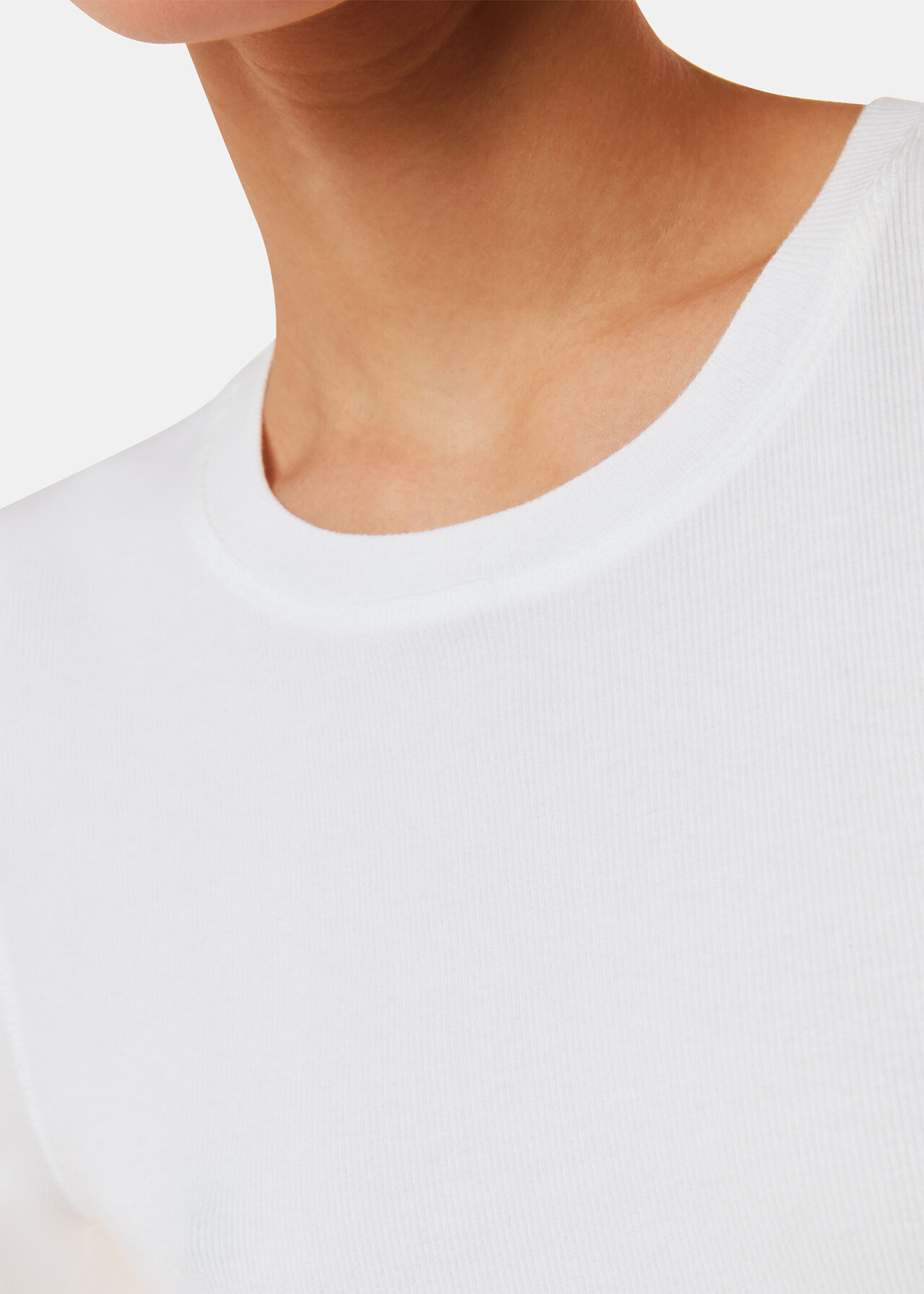 White Ultimate Rib Crew Neck T-Shirt | WHISTLES