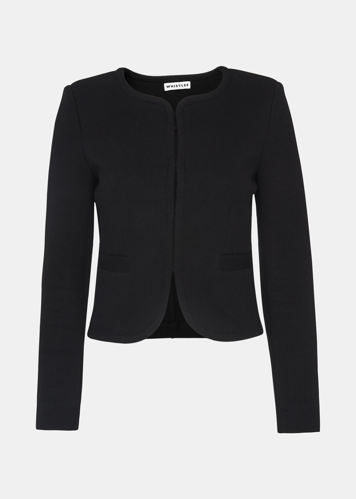 Women's Black Collarless Tailored Jacket | Whistles UK