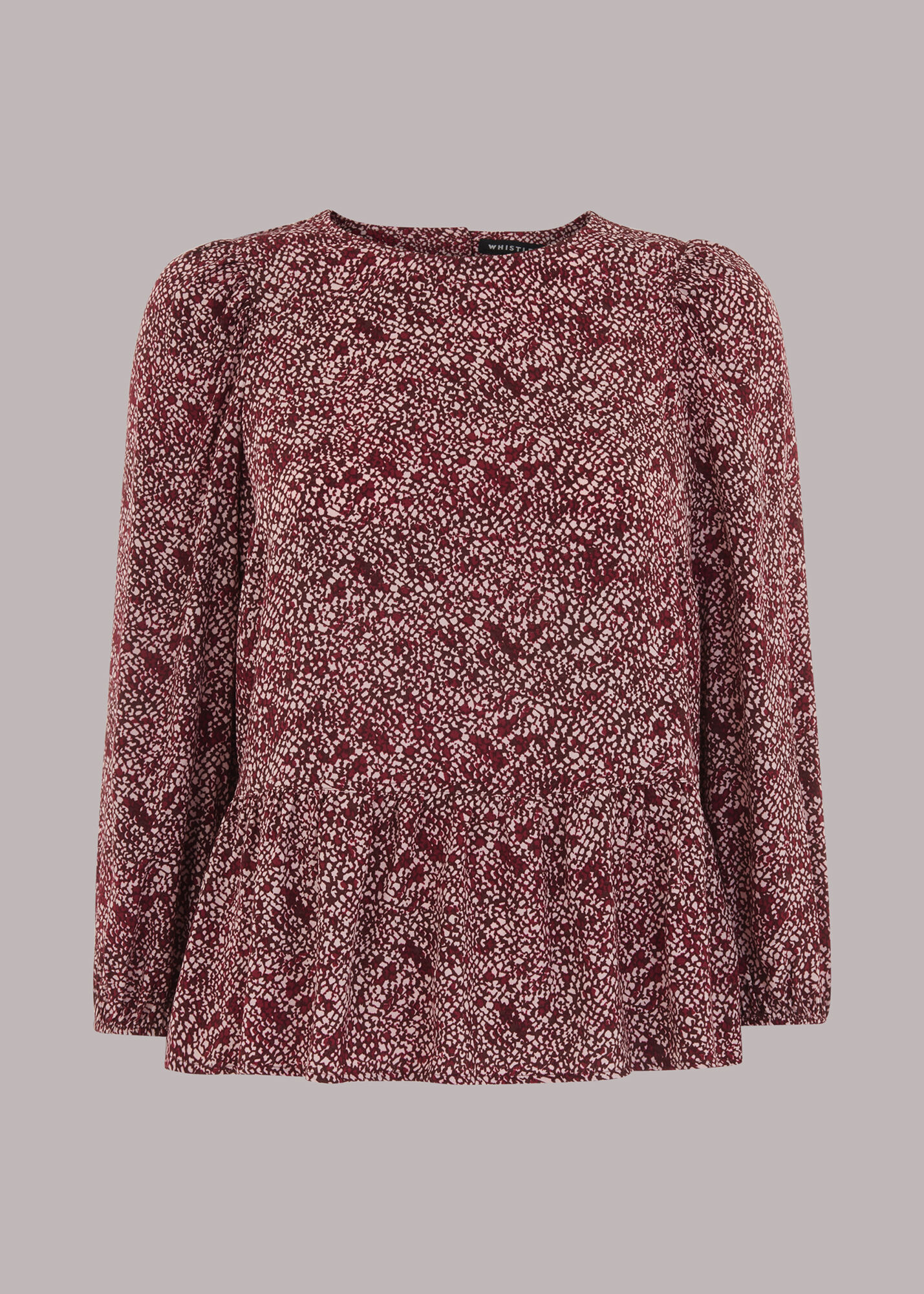 Pink/Multi Rough Weave Cut Out Peplum Top | WHISTLES | Whistles UK