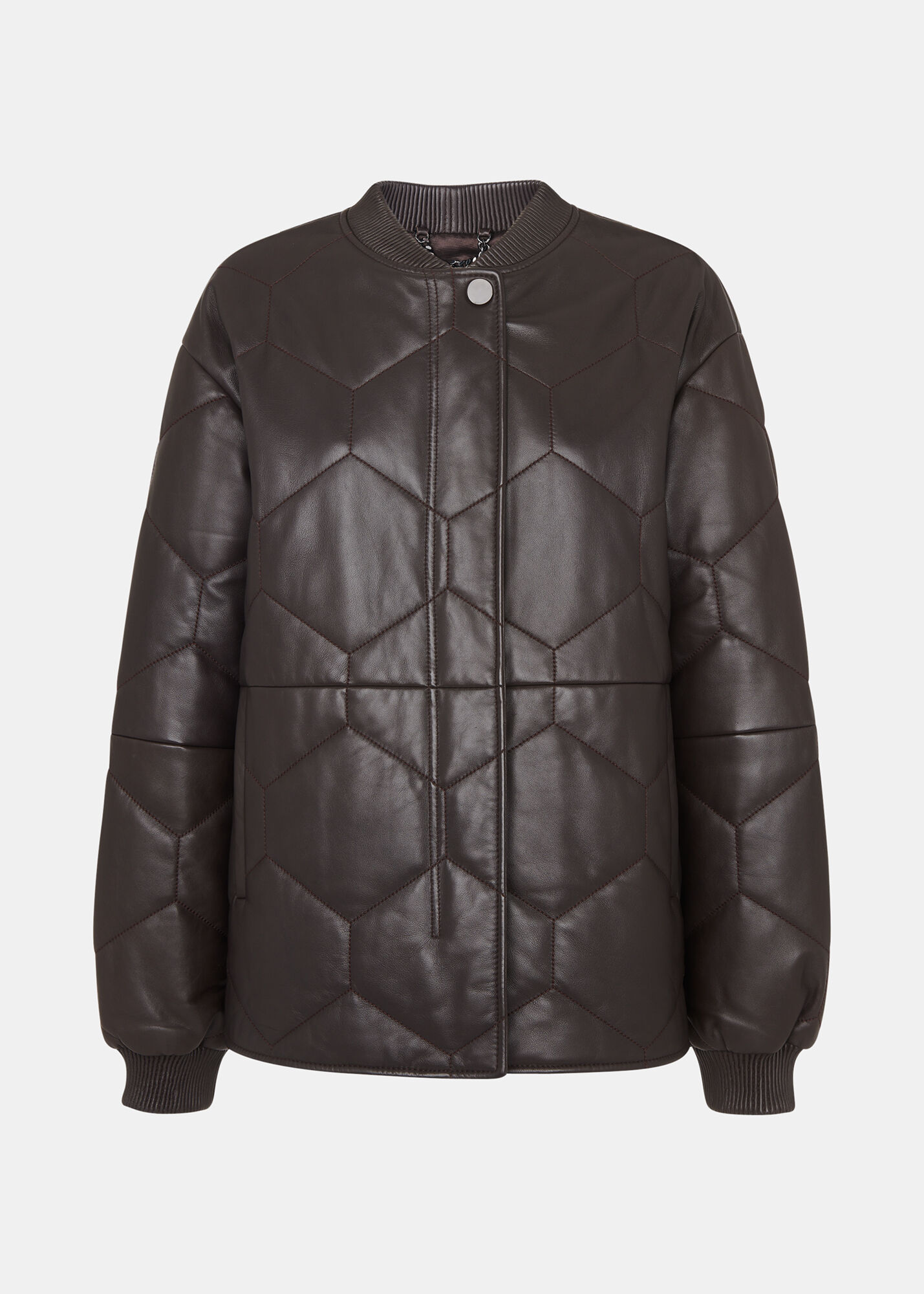 Burgundy Cleo Leather Quilted Jacket | WHISTLES